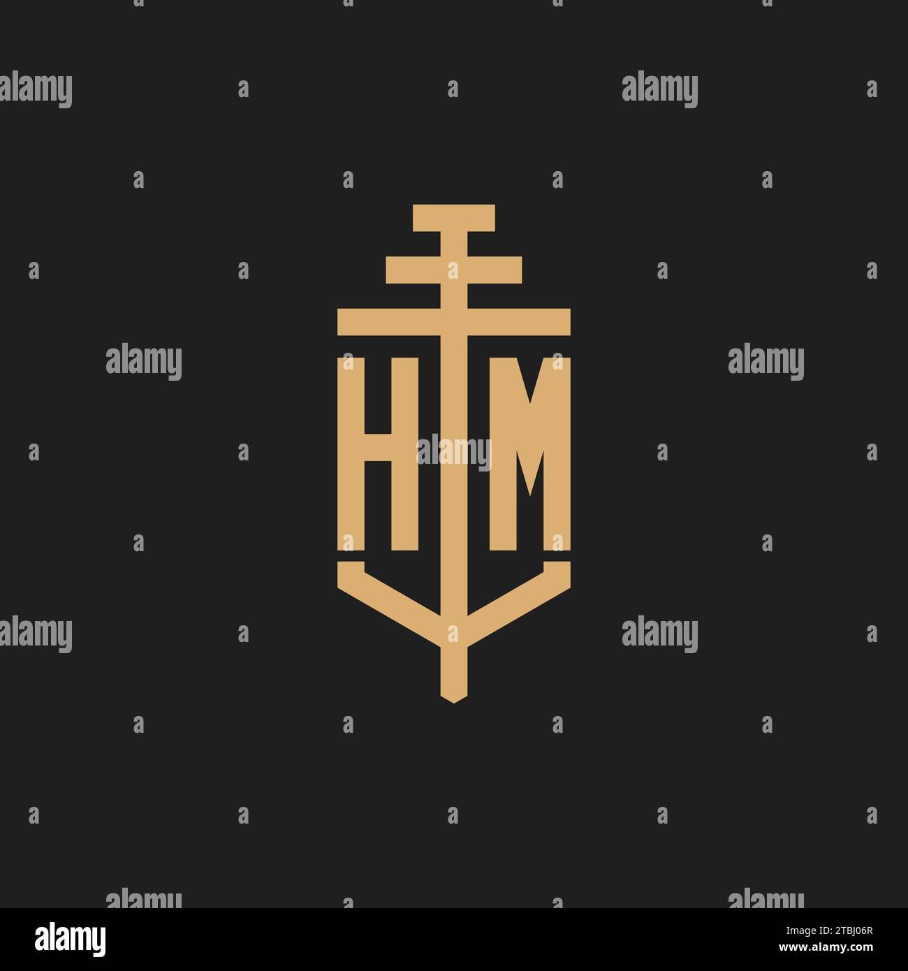 HM initial logo monogram with pillar icon design vector, law firm logo ...