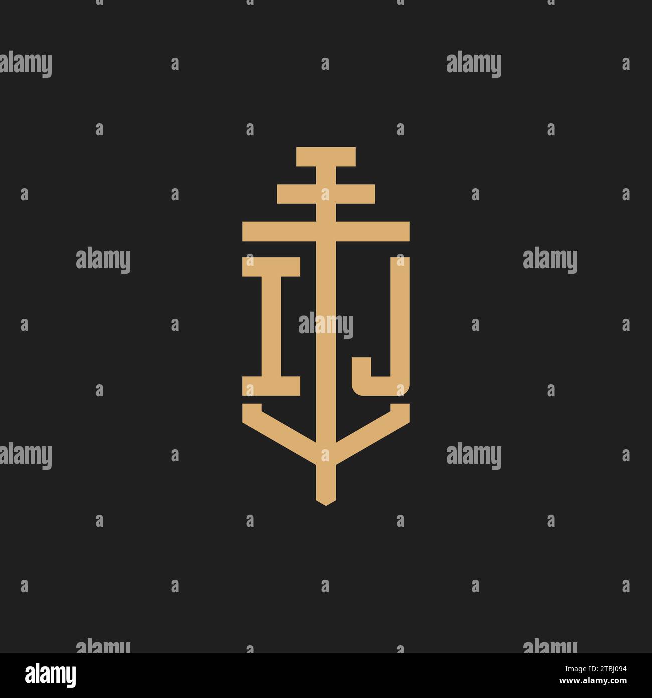 IJ initial logo monogram with pillar icon design vector, law firm logo ...