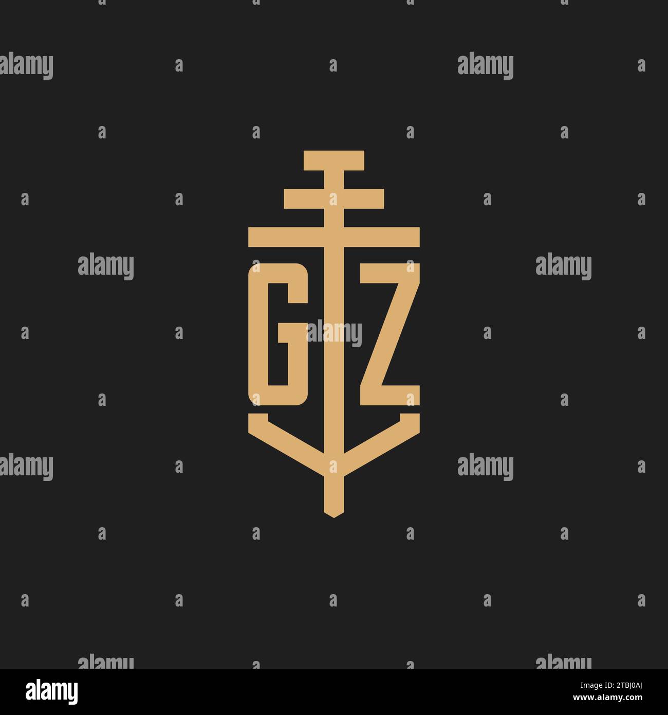 GZ initial logo monogram with pillar icon design vector, law firm logo ...