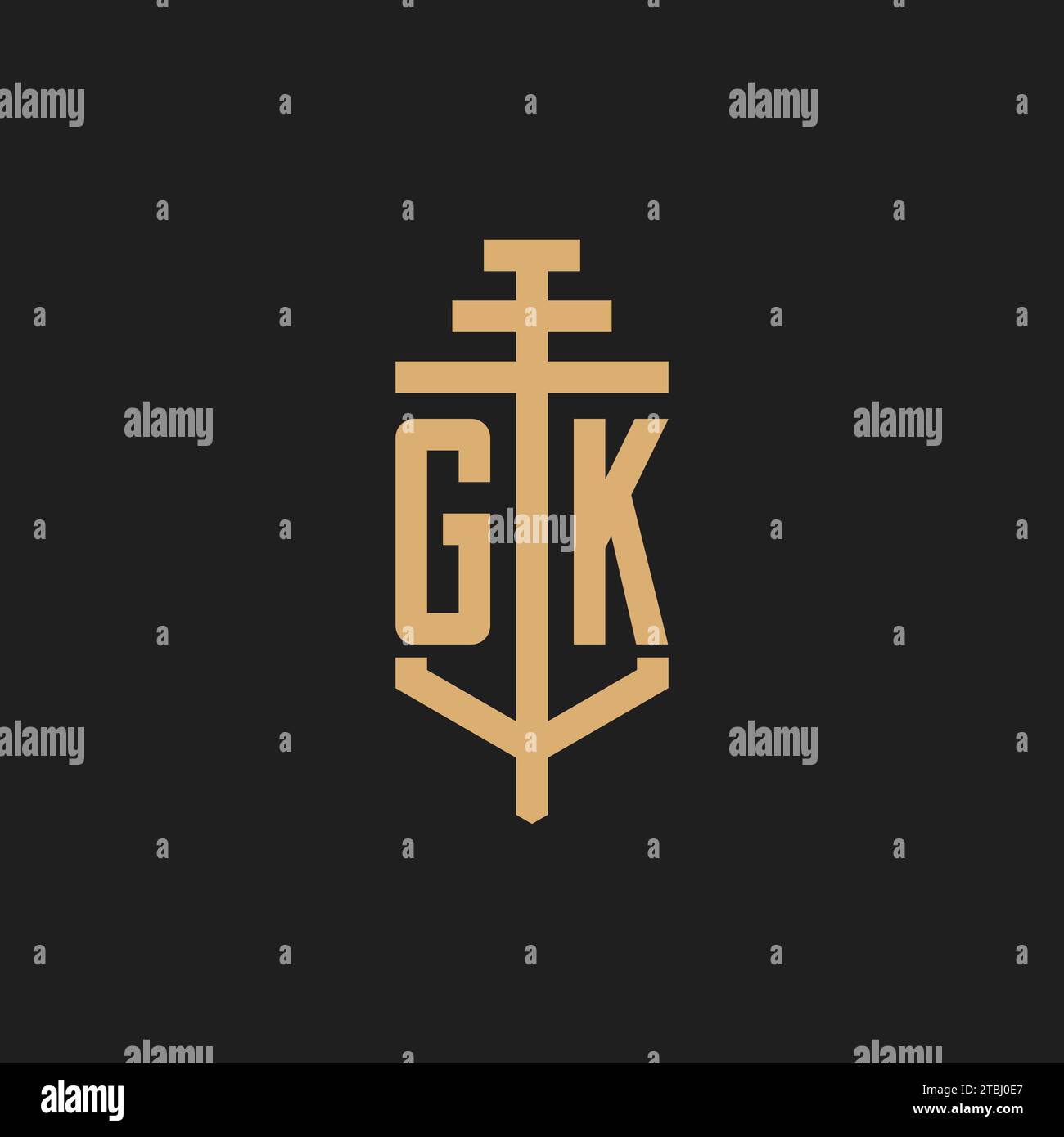 GK initial logo monogram with pillar icon design vector, law firm logo ...