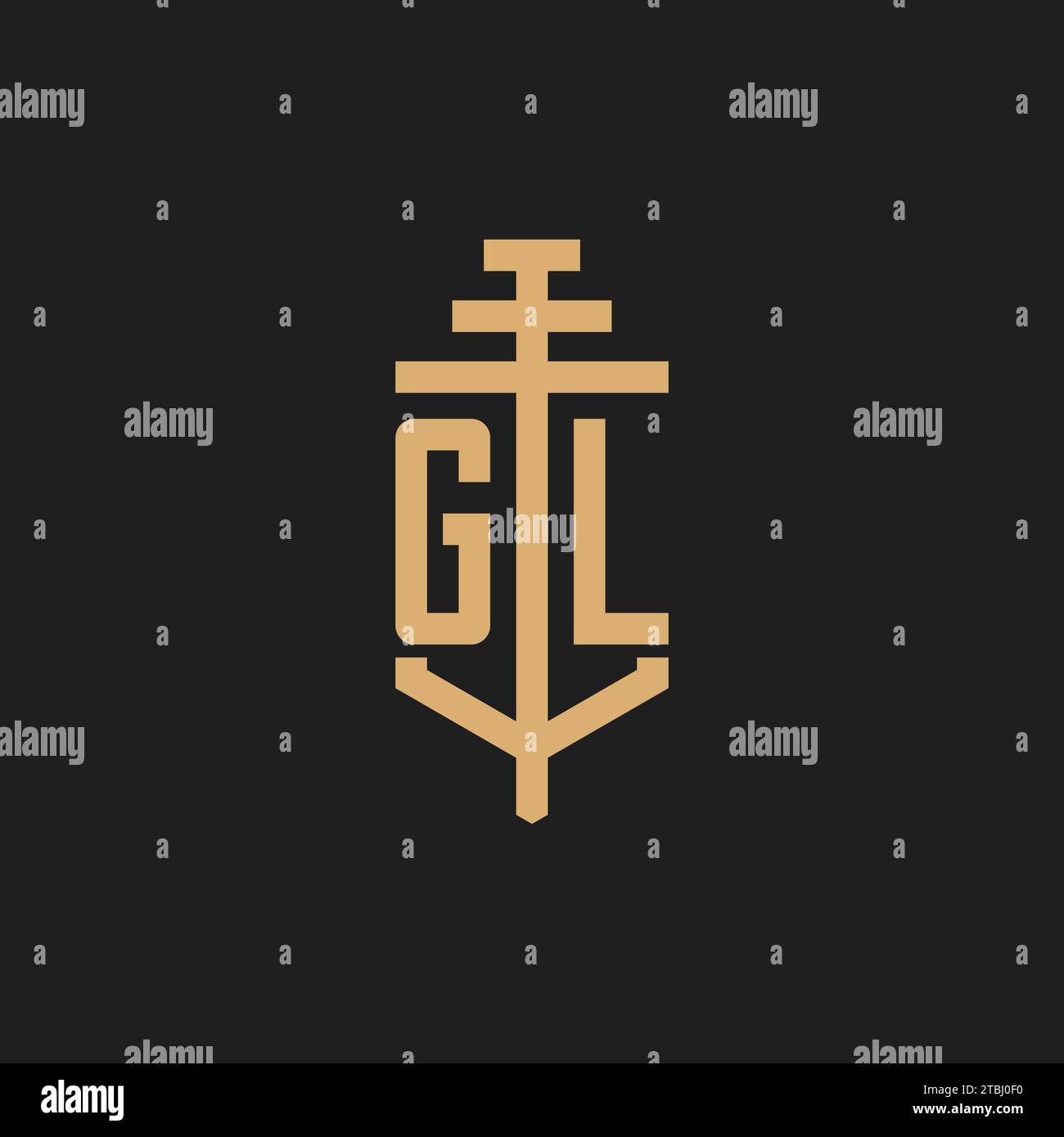 GL initial logo monogram with pillar icon design vector, law firm logo ...