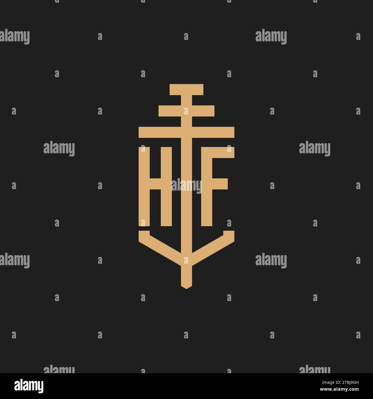 HF initial logo monogram with pillar icon design vector, law firm logo ...