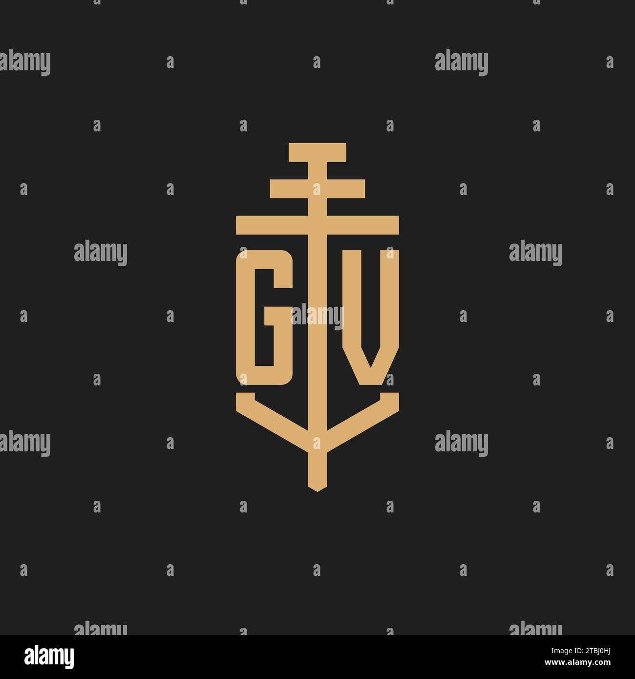 GV initial logo monogram with pillar icon design vector, law firm logo ...