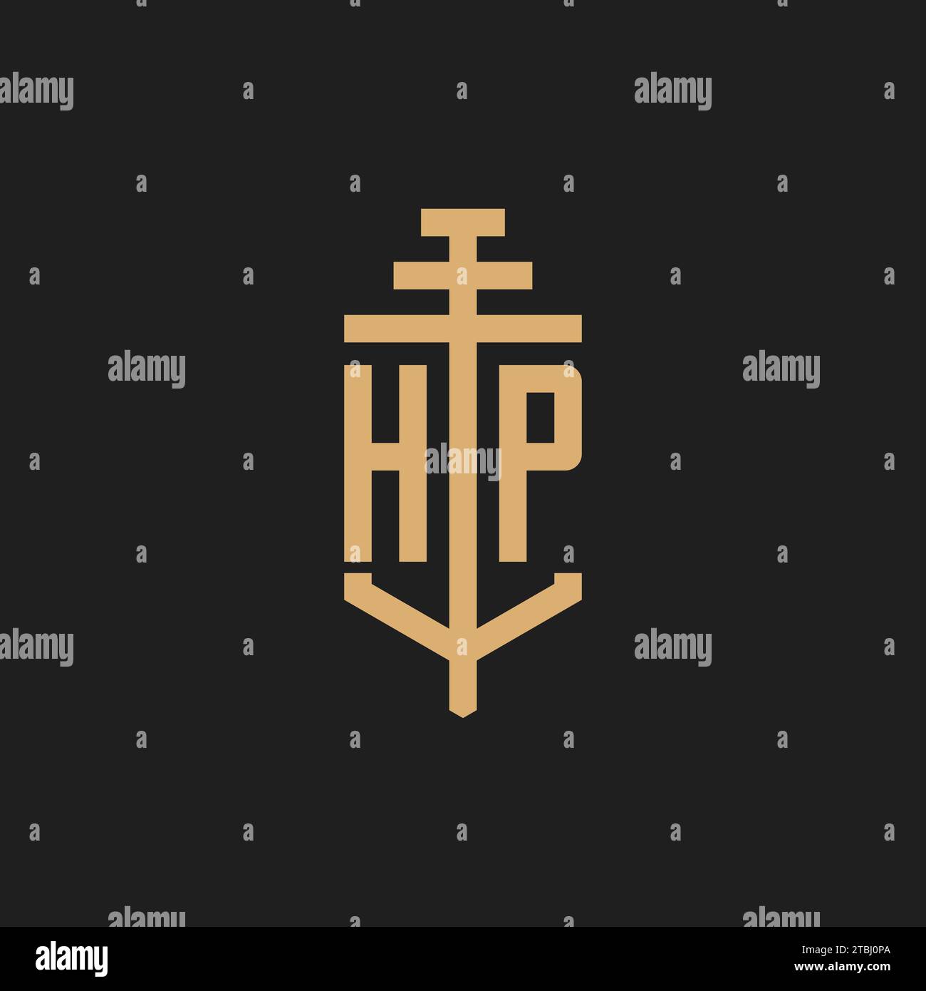 HP initial logo monogram with pillar icon design vector, law firm logo ...