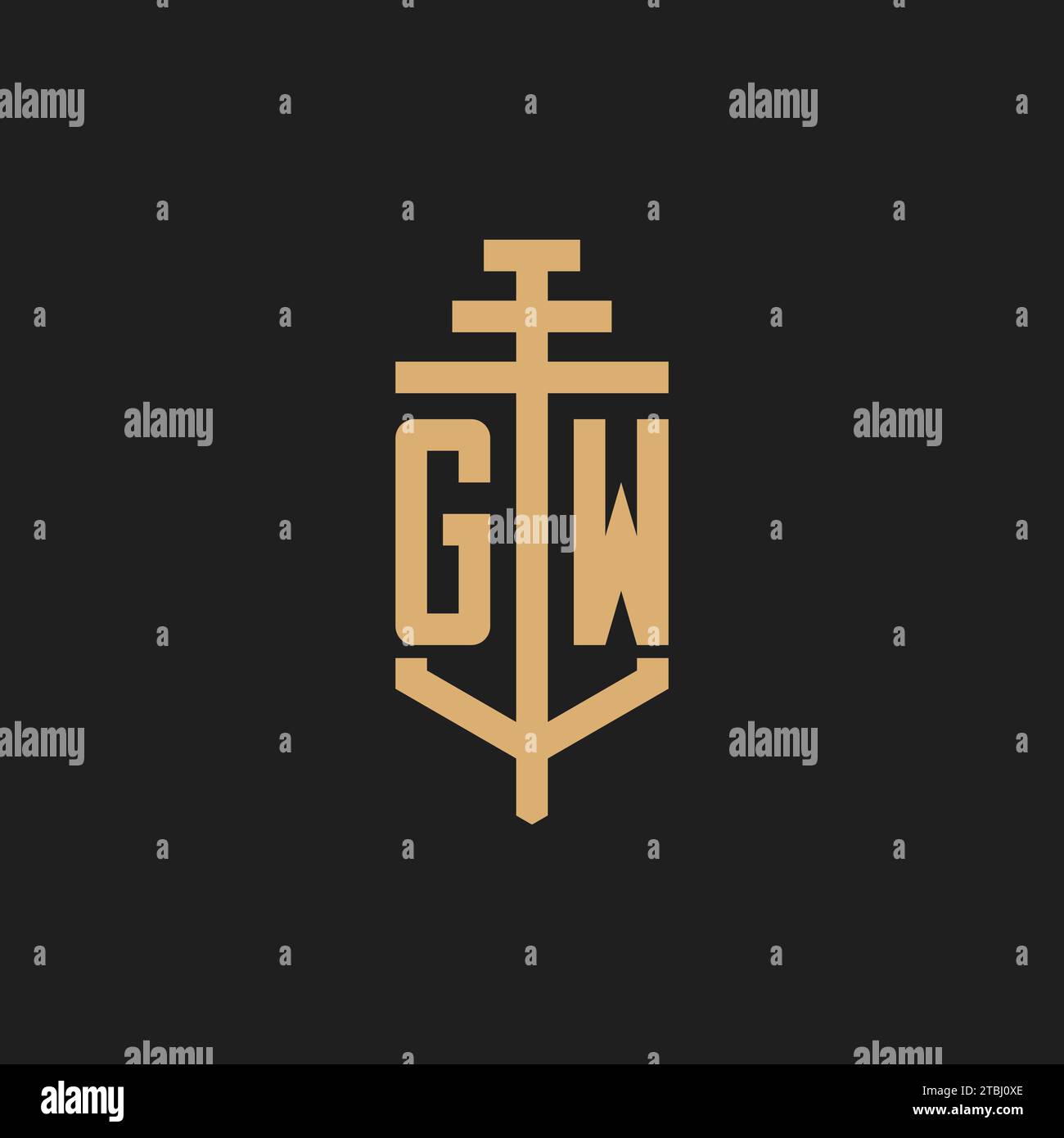 GW initial logo monogram with pillar icon design vector, law firm logo ...
