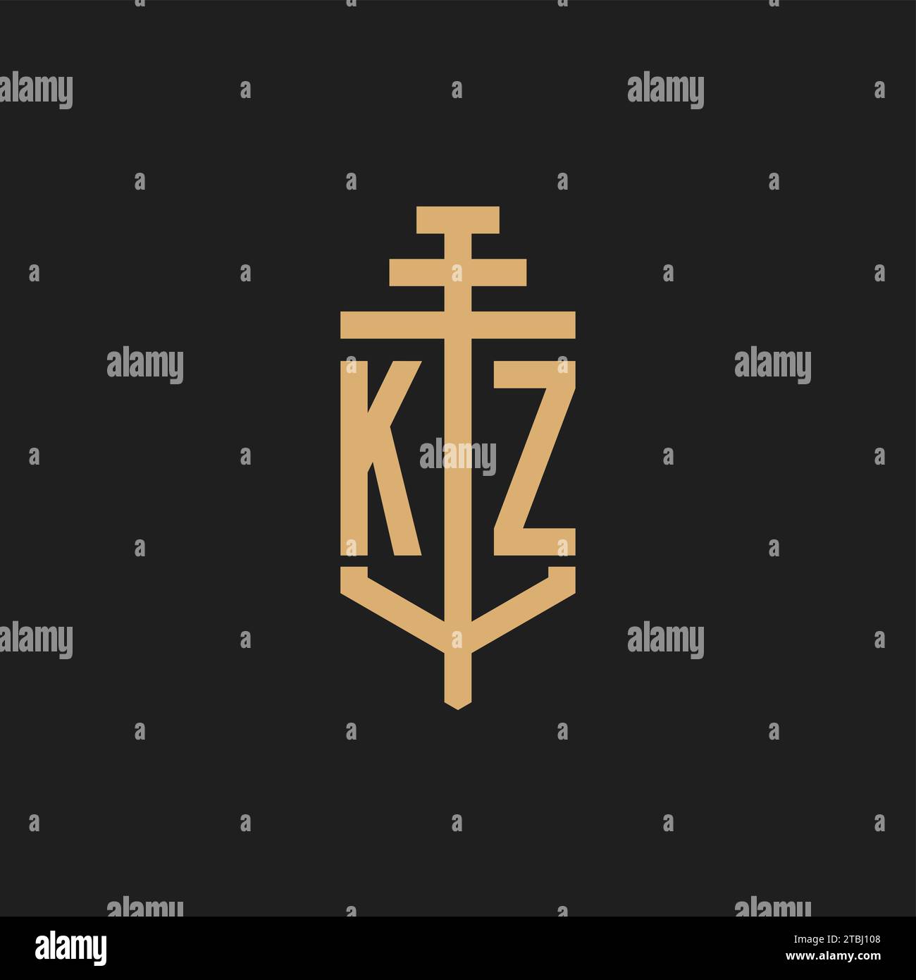 KZ initial logo monogram with pillar icon design vector, law firm logo ...