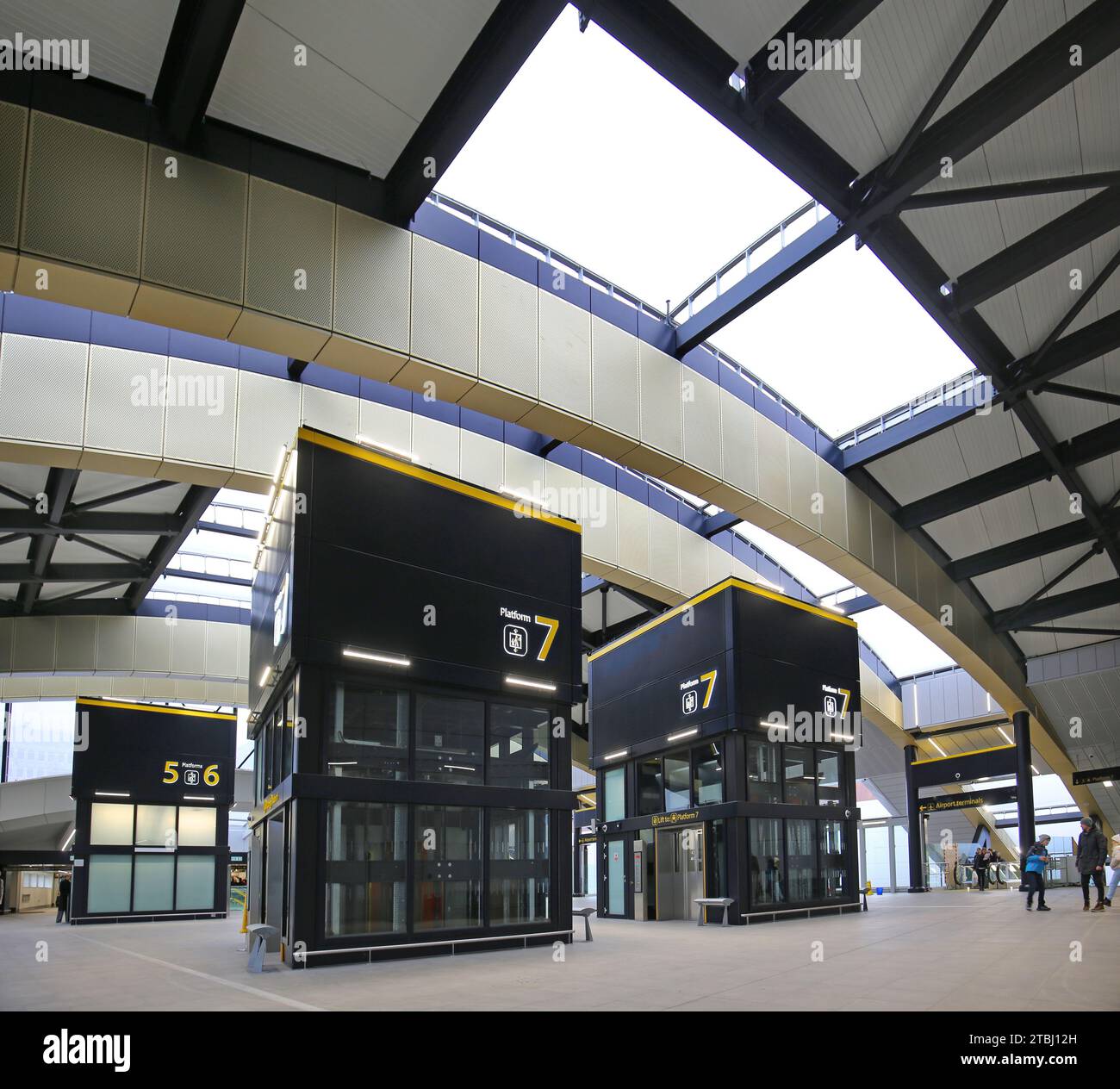 The newly expanded railway station at London's Gatwick Airport, UK ...