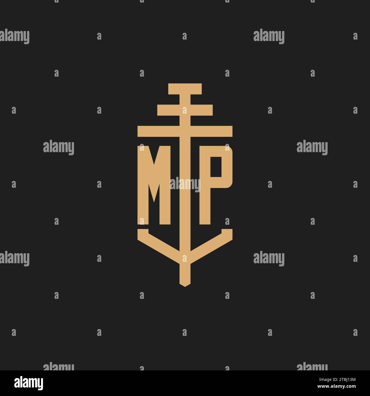 MP initial logo monogram with pillar icon design vector, law firm logo design inspiration Stock ...