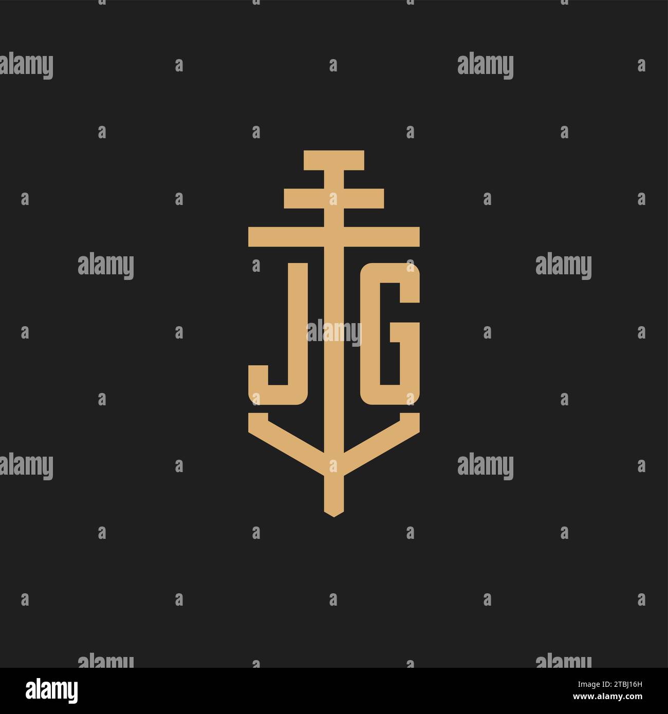 JG initial logo monogram with pillar icon design vector, law firm logo design inspiration Stock ...
