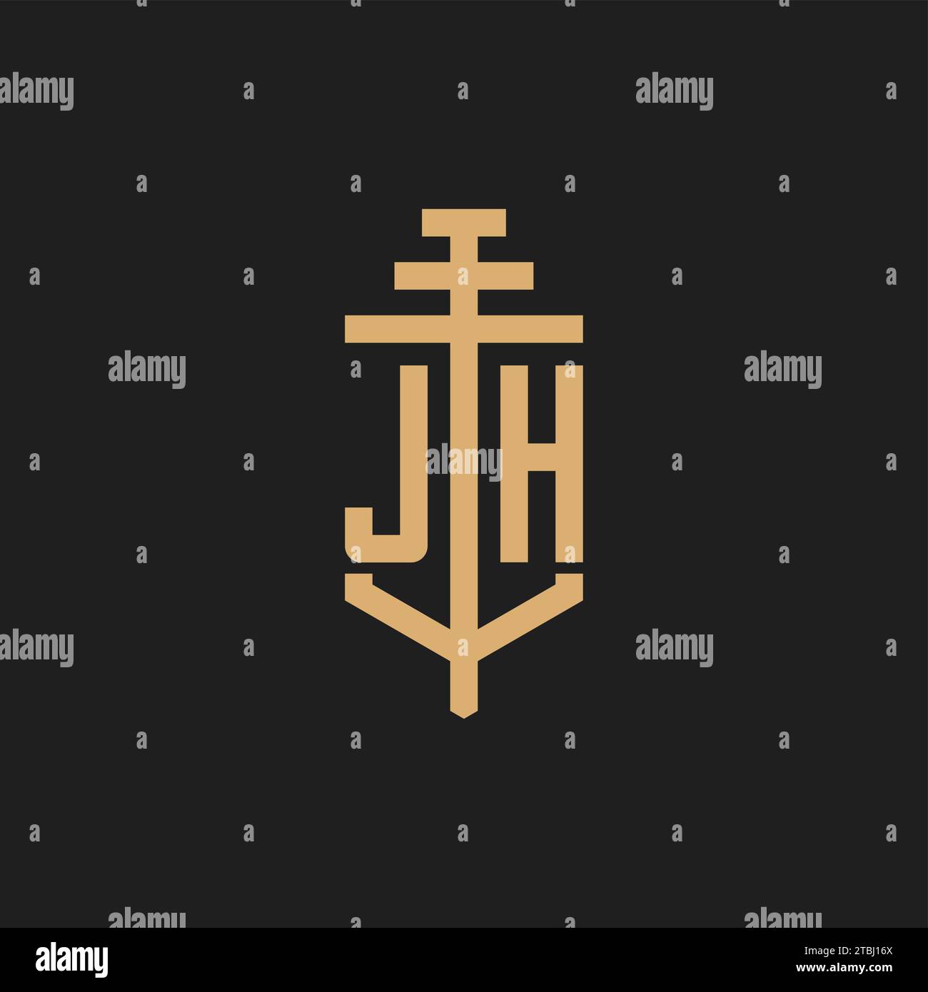 JH initial logo monogram with pillar icon design vector, law firm logo ...