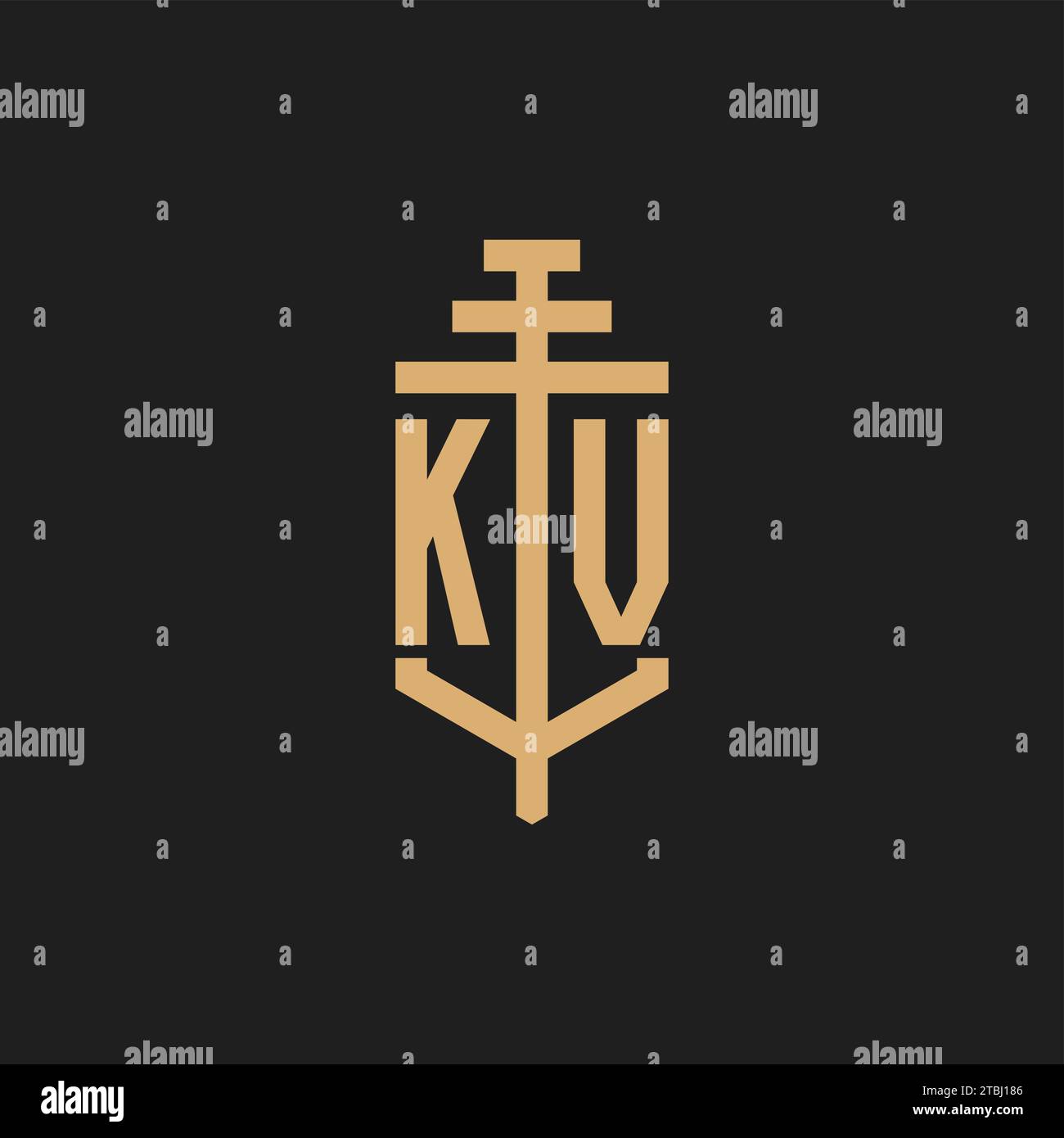 KV initial logo monogram with pillar icon design vector, law firm logo ...