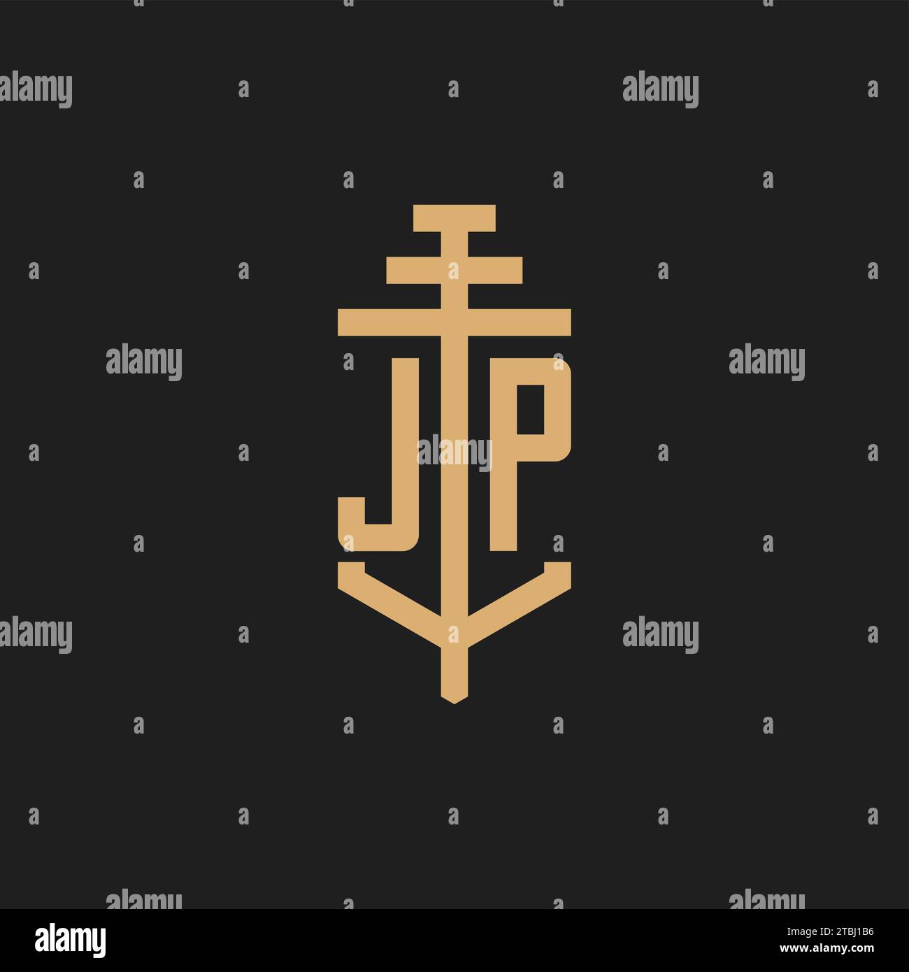 JP initial logo monogram with pillar icon design vector, law firm logo ...