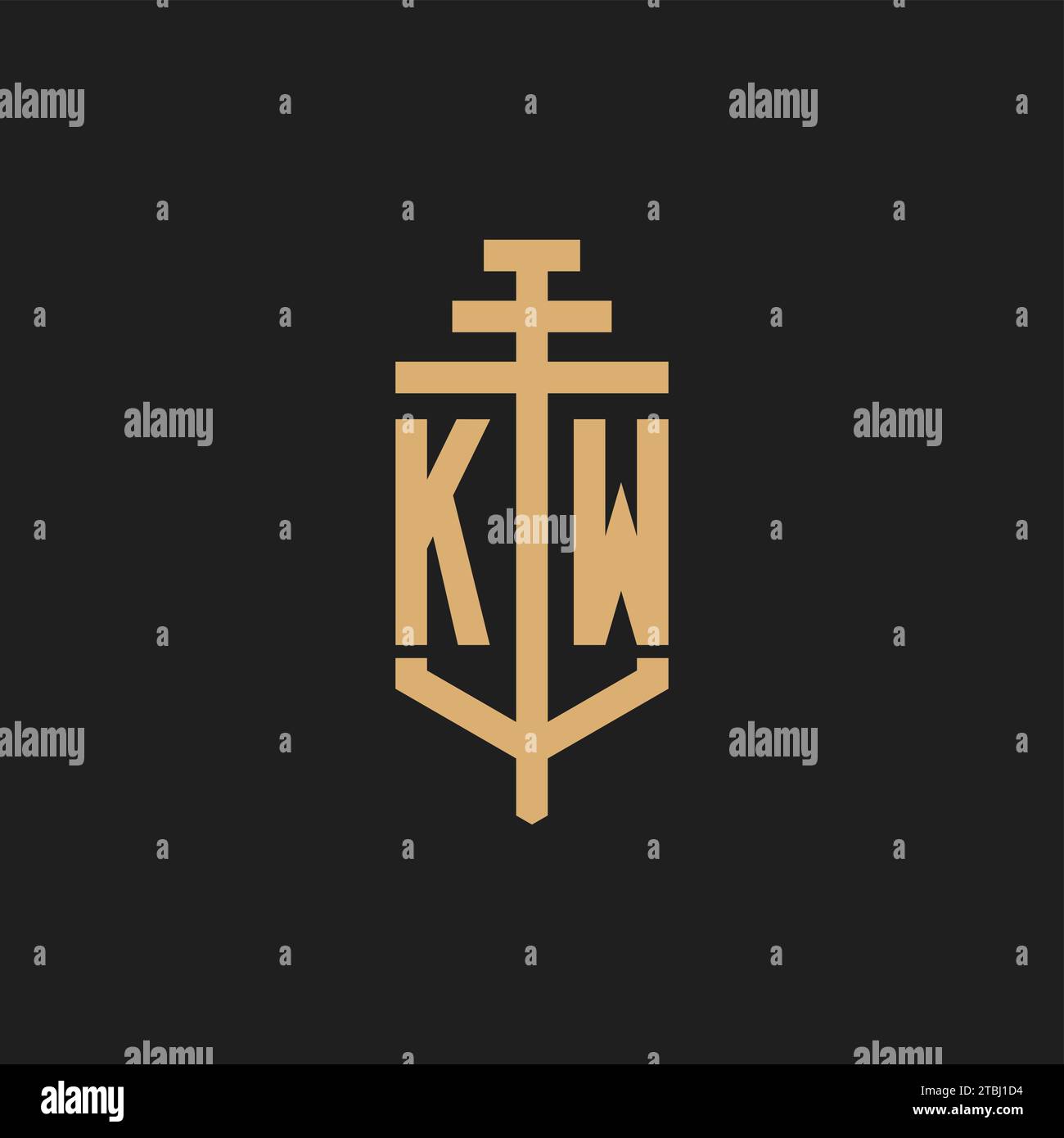 KW initial logo monogram with pillar icon design vector, law firm logo ...
