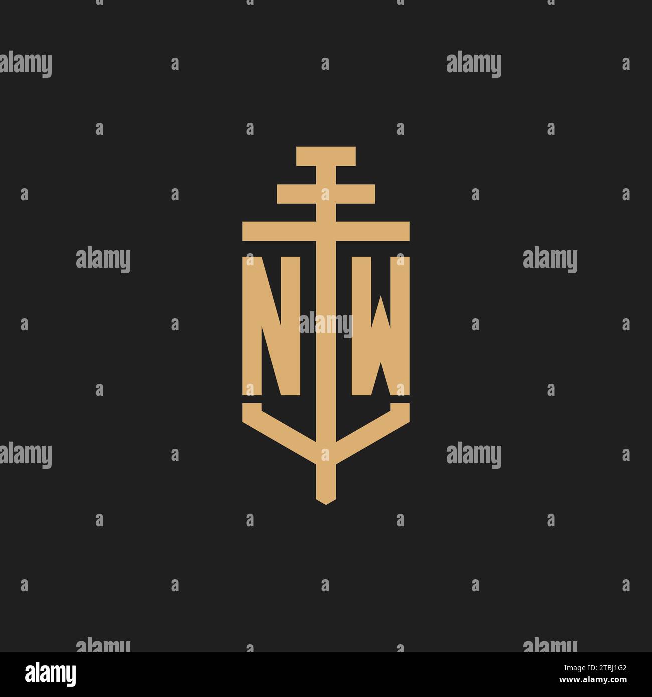 NW initial logo monogram with pillar icon design vector, law firm logo ...