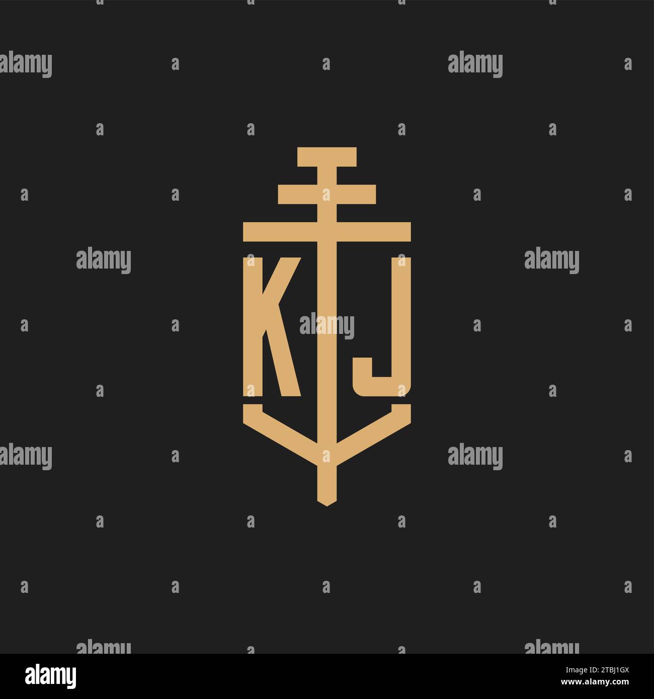 KJ initial logo monogram with pillar icon design vector, law firm logo ...
