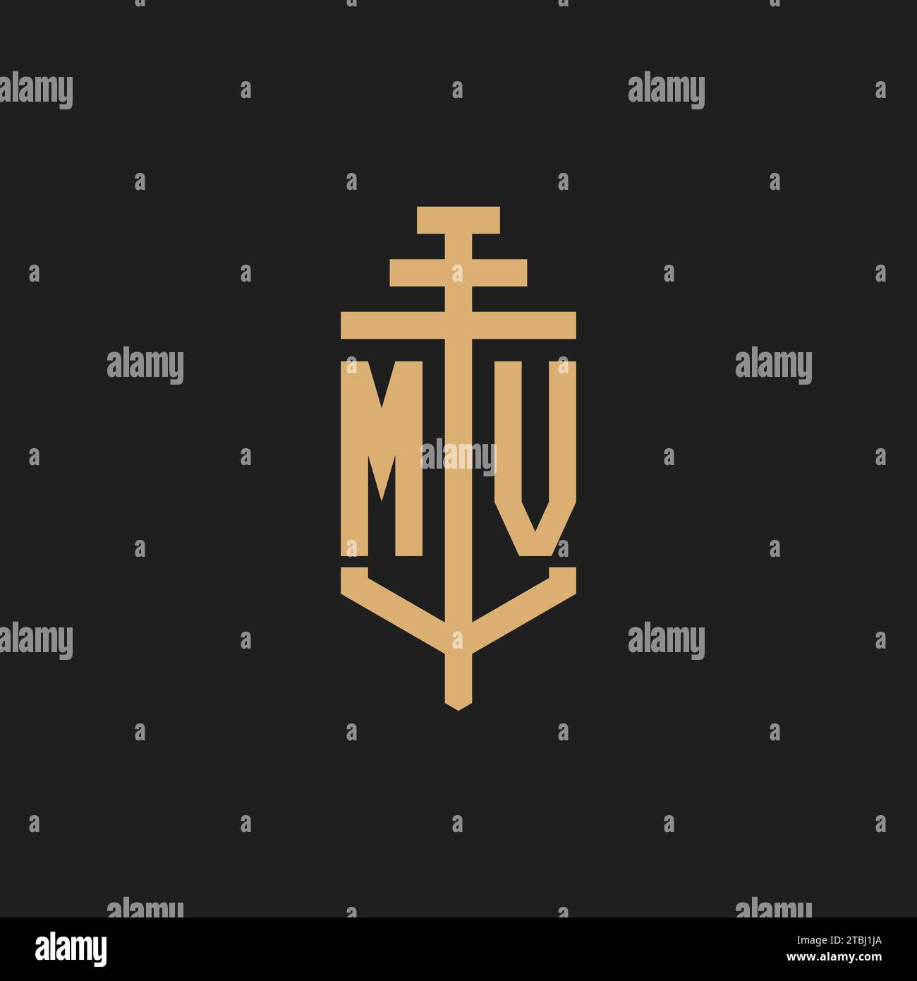 MV initial logo monogram with pillar icon design vector, law firm logo ...
