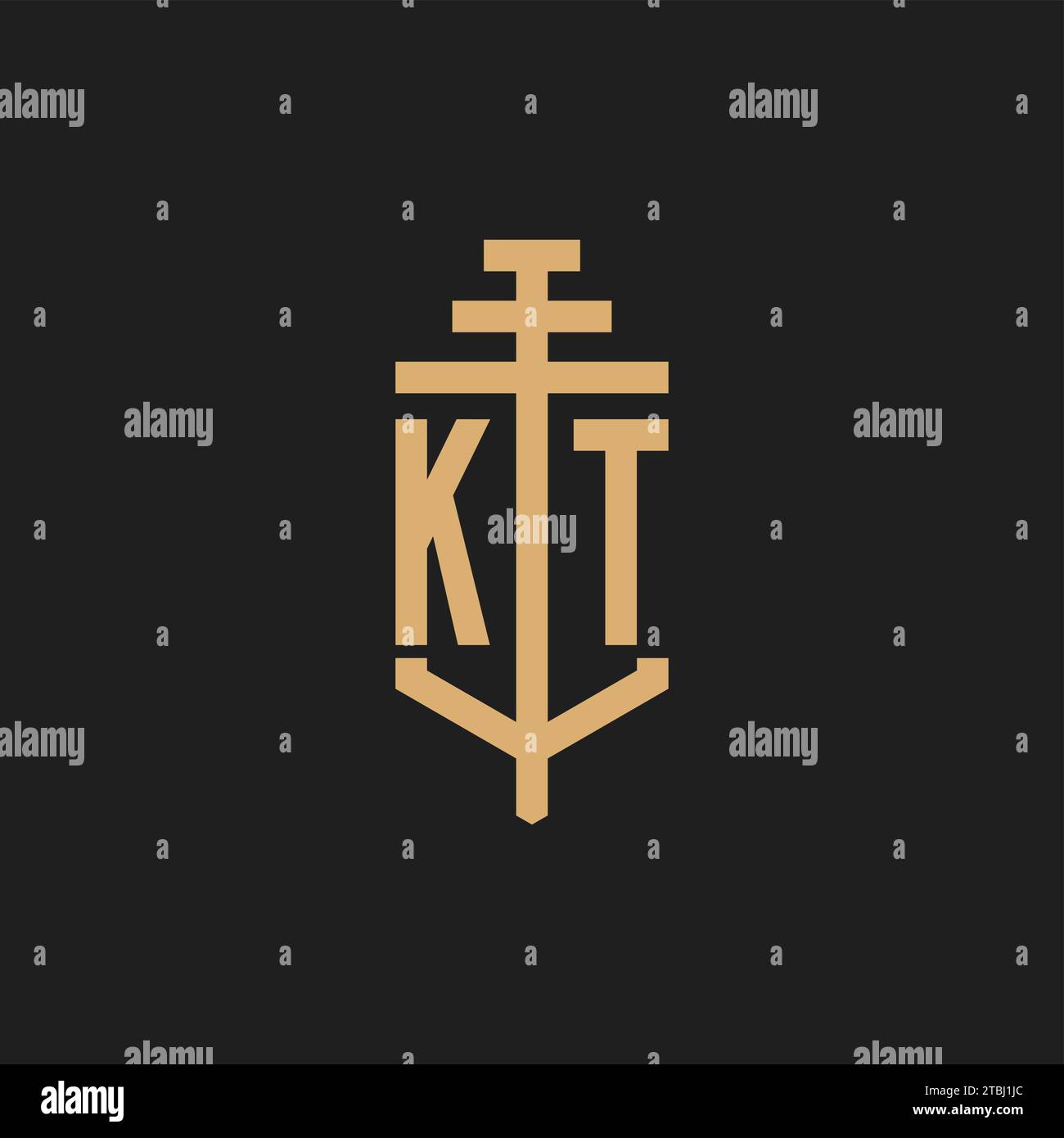 KT initial logo monogram with pillar icon design vector, law firm logo ...