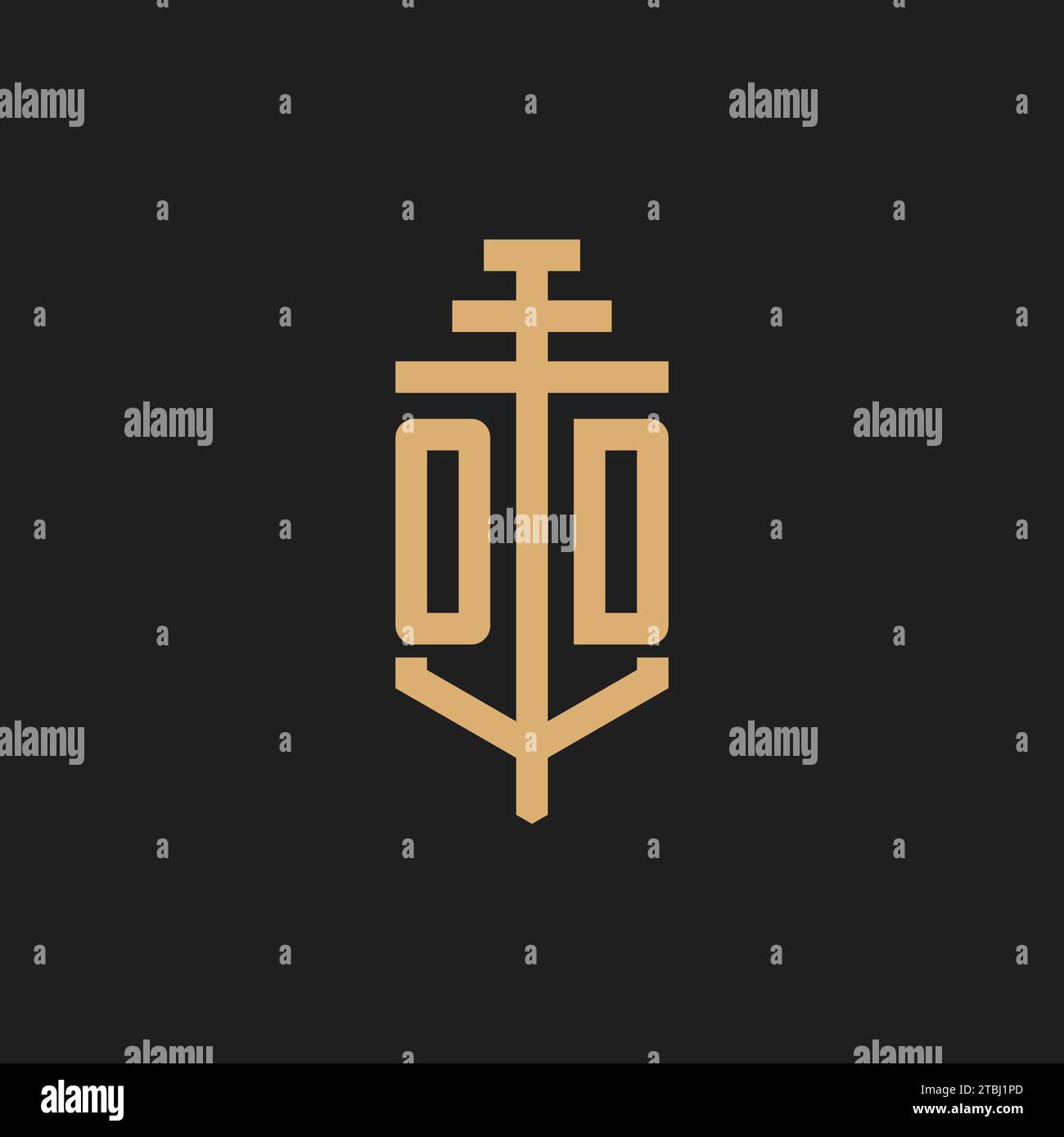 Od Initial Logo Monogram With Pillar Icon Design Vector Law Firm Logo