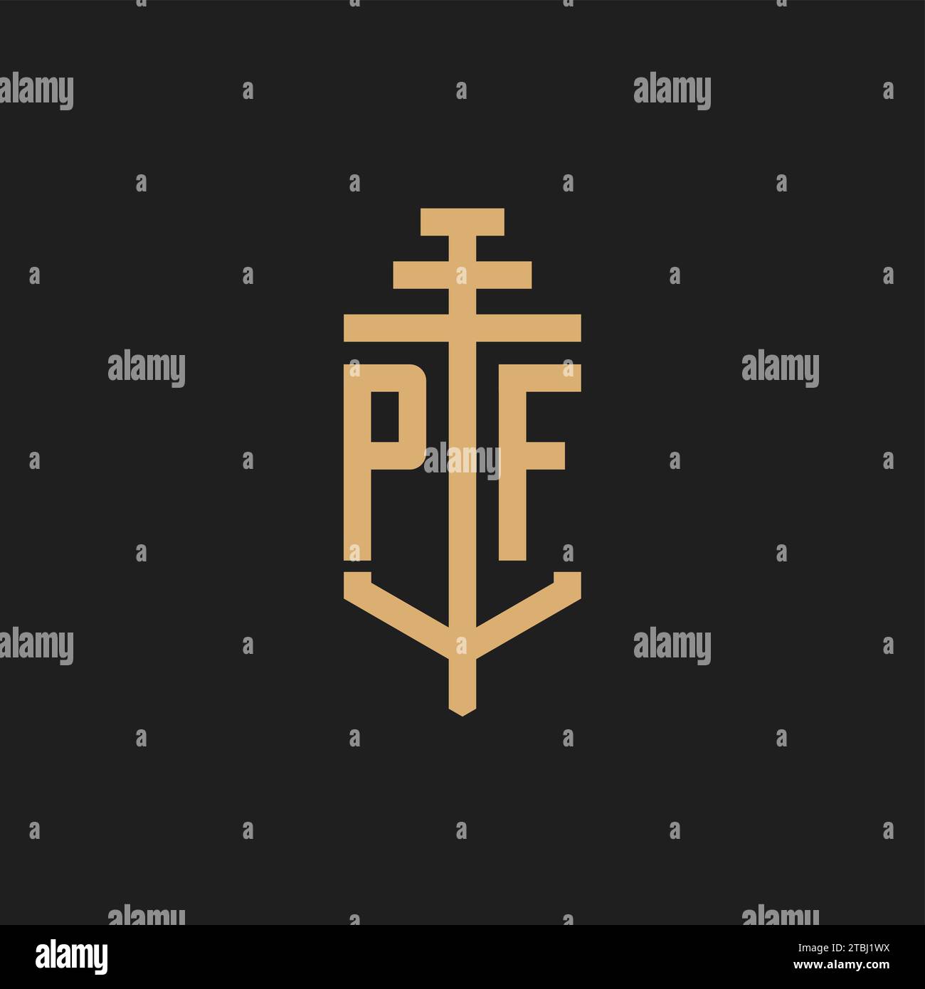 PF initial logo monogram with pillar icon design vector, law firm logo ...