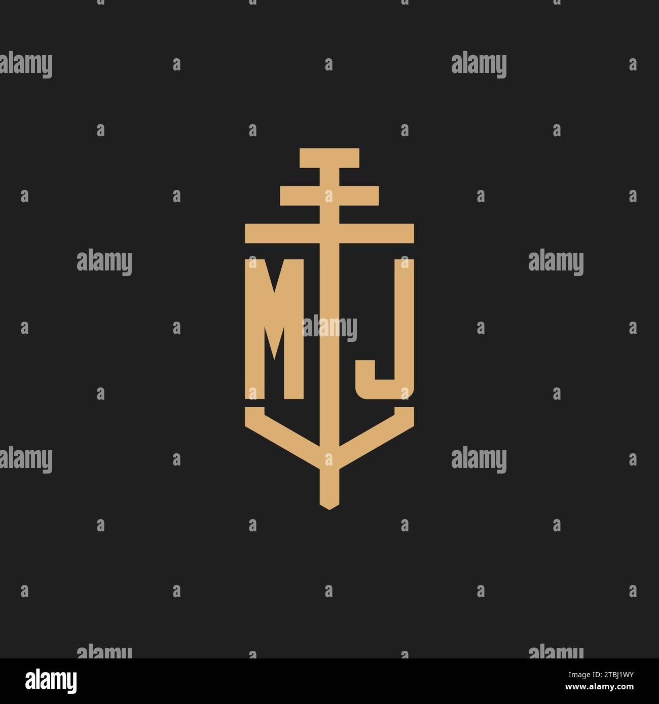 MJ initial logo monogram with pillar icon design vector, law firm logo ...