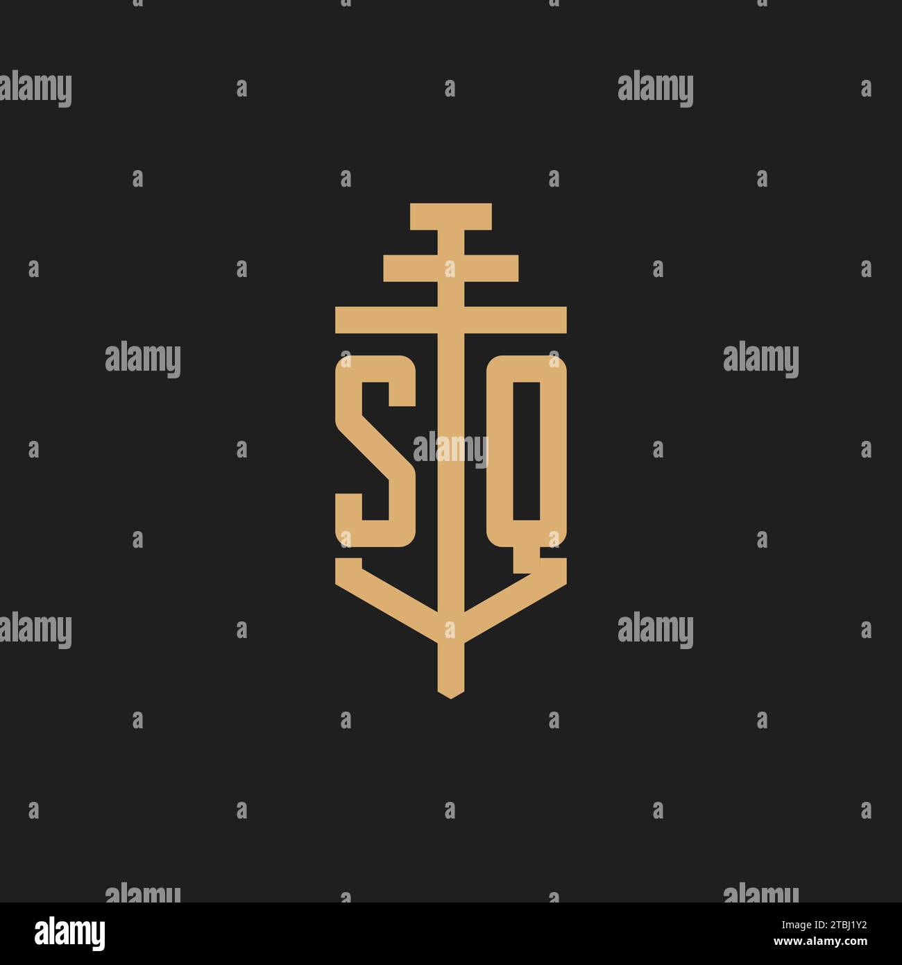 SQ initial logo monogram with pillar icon design vector, law firm logo ...