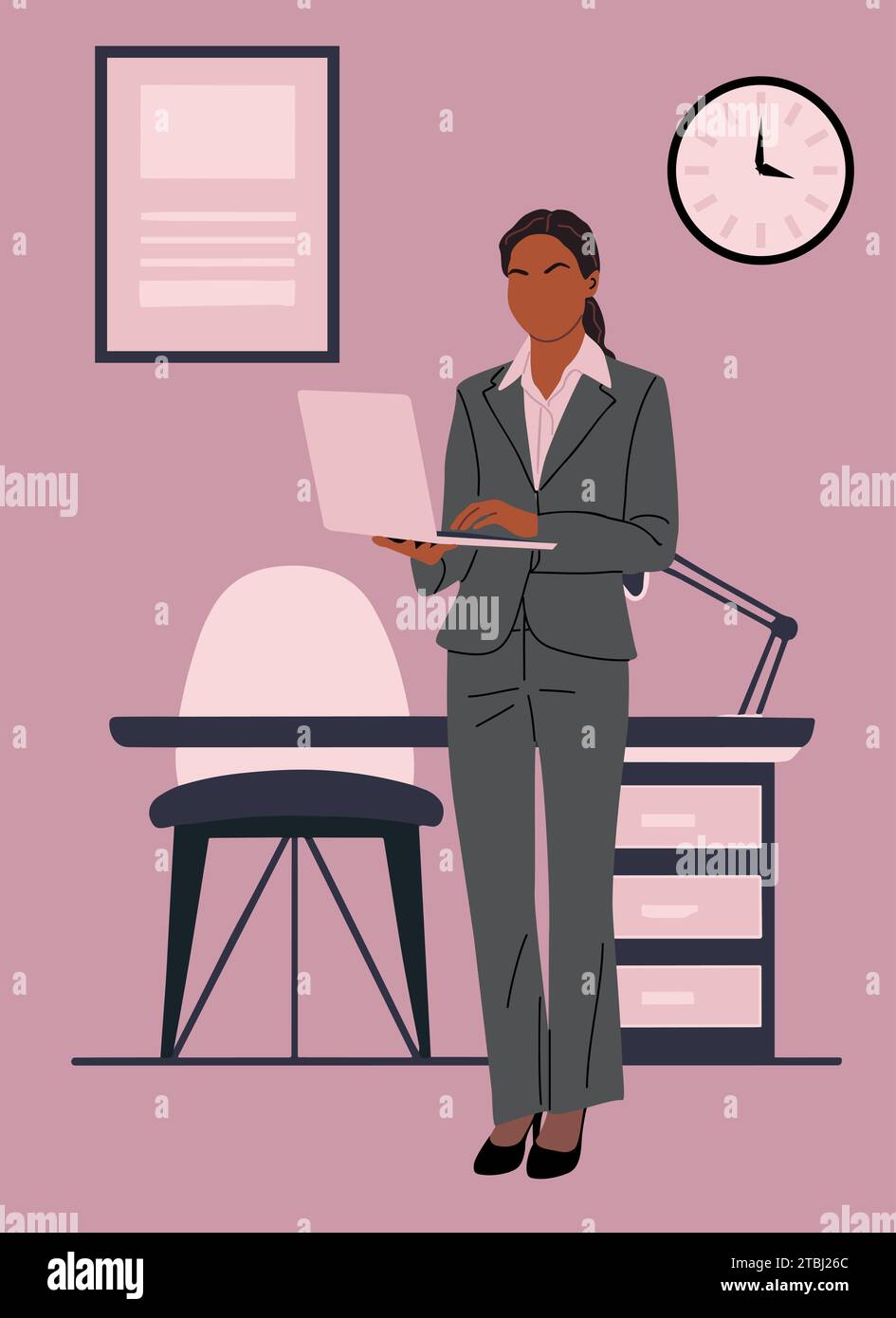 Vector illustration of business woman in office Stock Vector Image ...