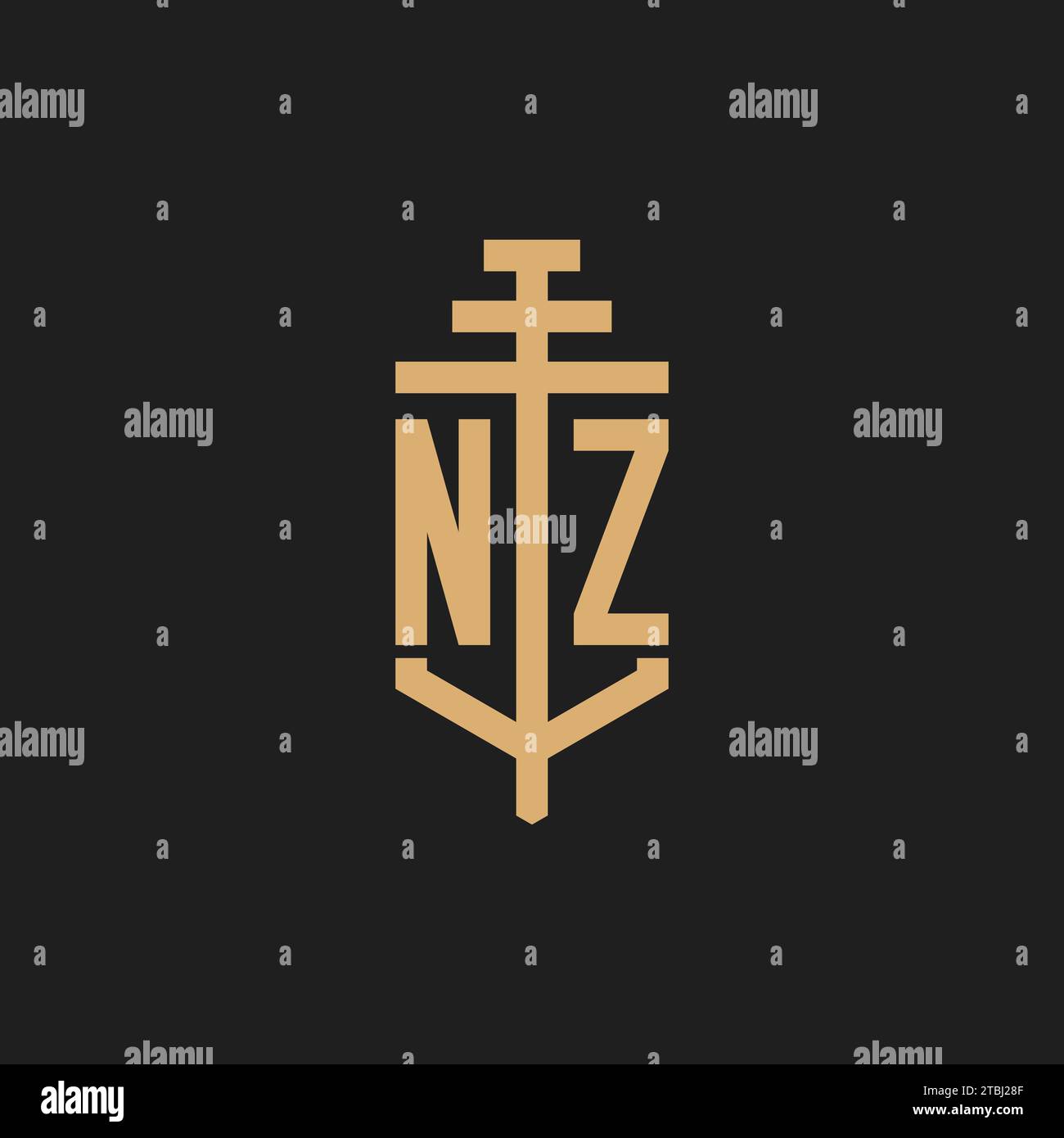NZ initial logo monogram with pillar icon design vector, law firm logo ...