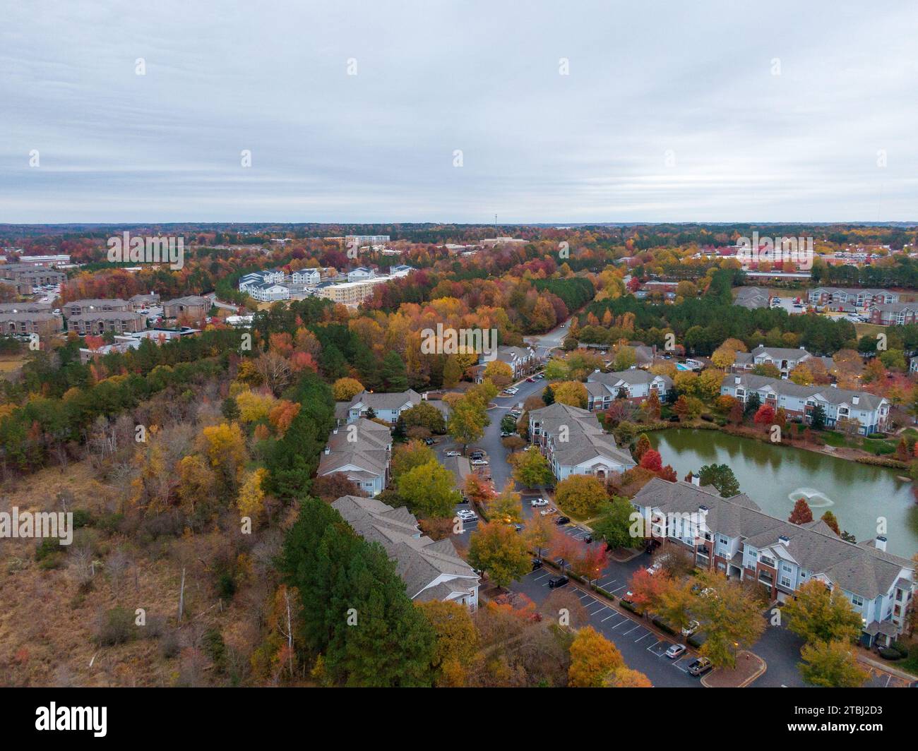 Drone photos of an apartment complex showing beautiful fall colors ...