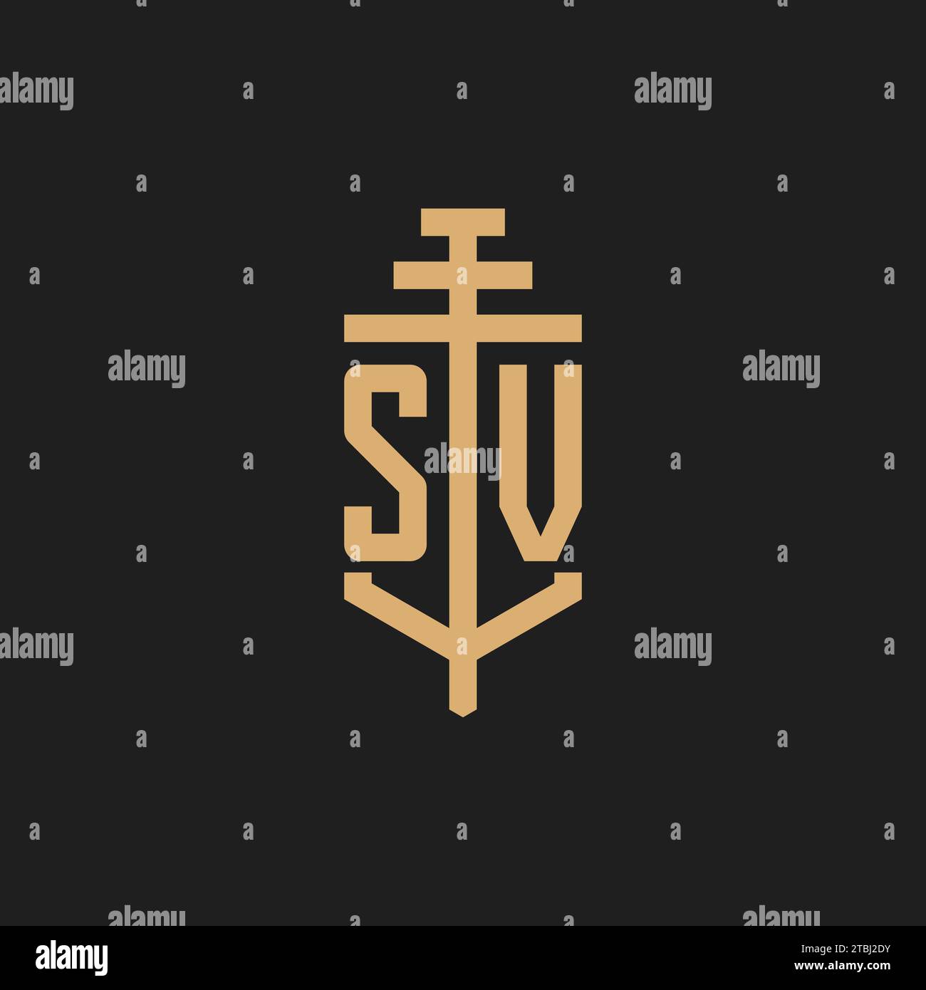 SV initial logo monogram with pillar icon design vector, law firm logo ...