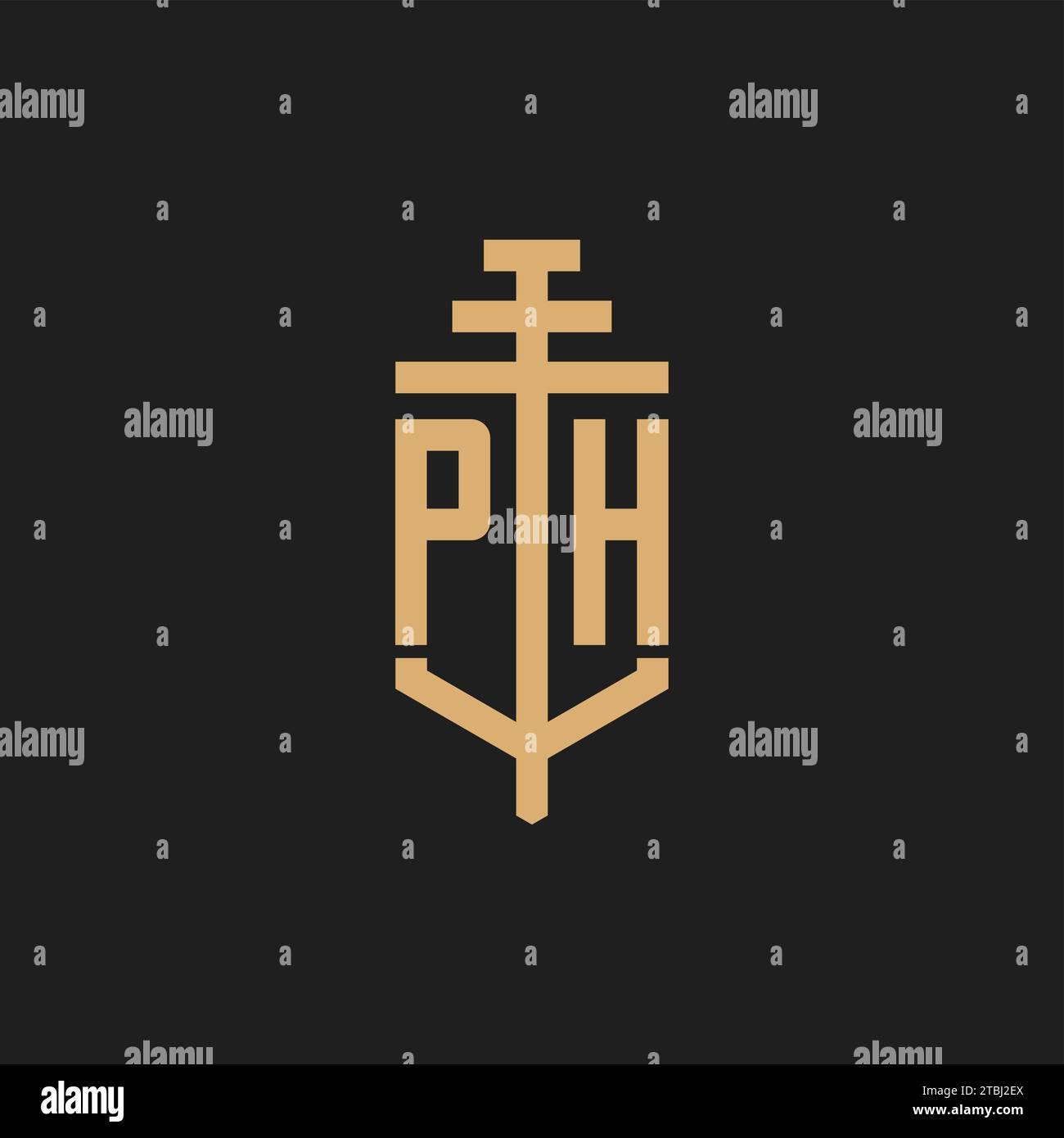 PH initial logo monogram with pillar icon design vector, law firm logo ...