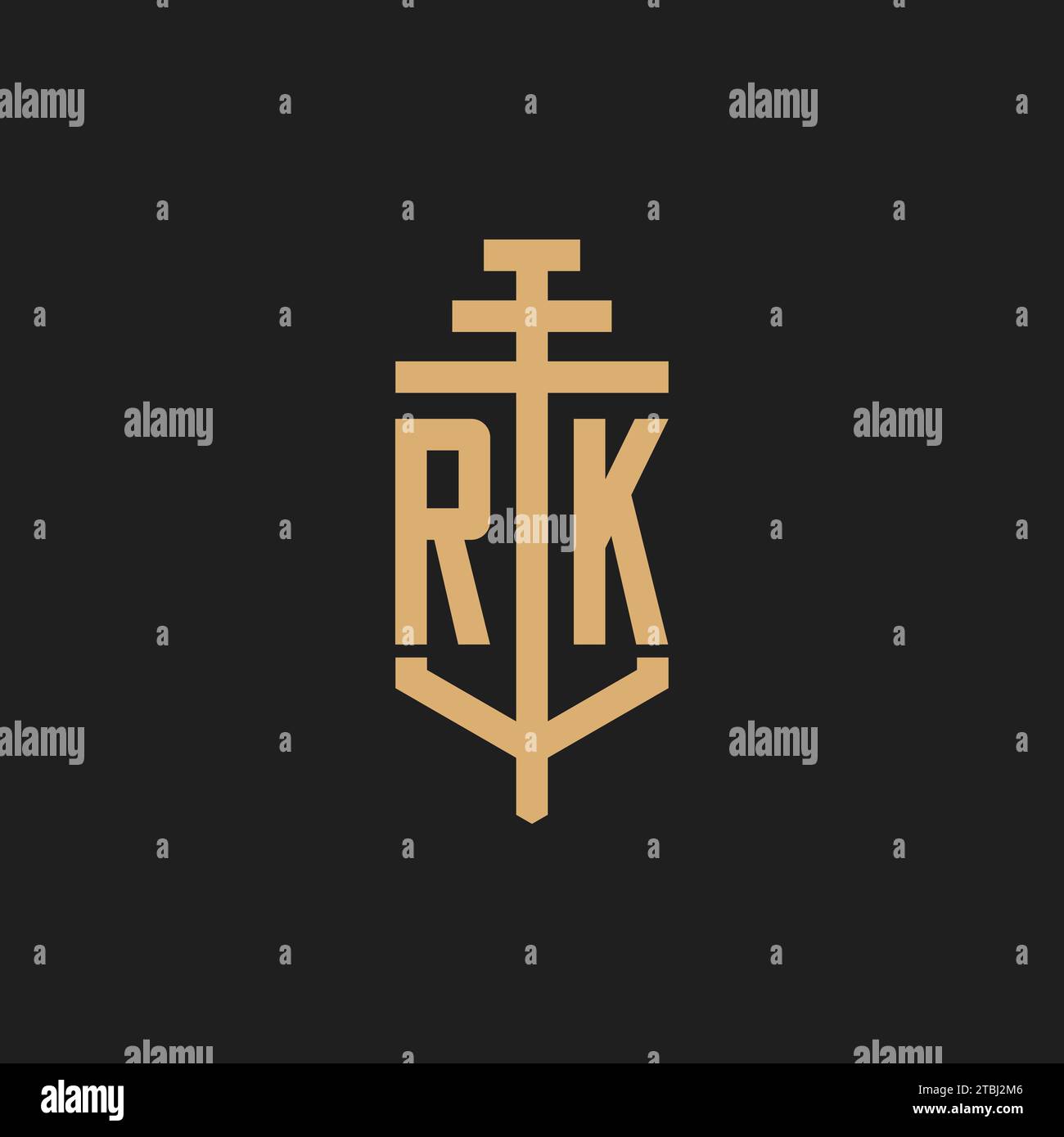 RK initial logo monogram with pillar icon design vector, law firm logo ...
