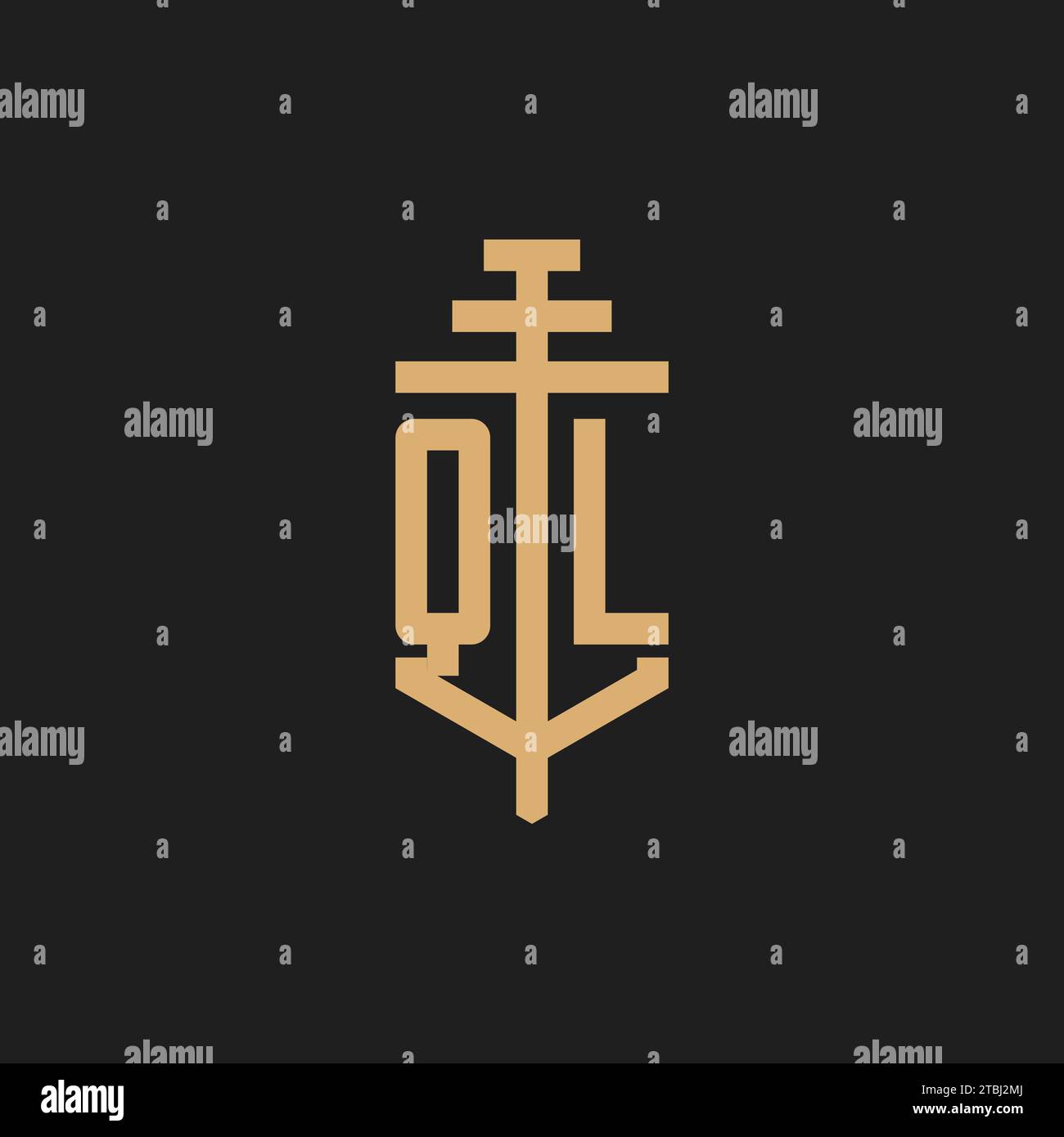 QL initial logo monogram with pillar icon design vector, law firm logo ...