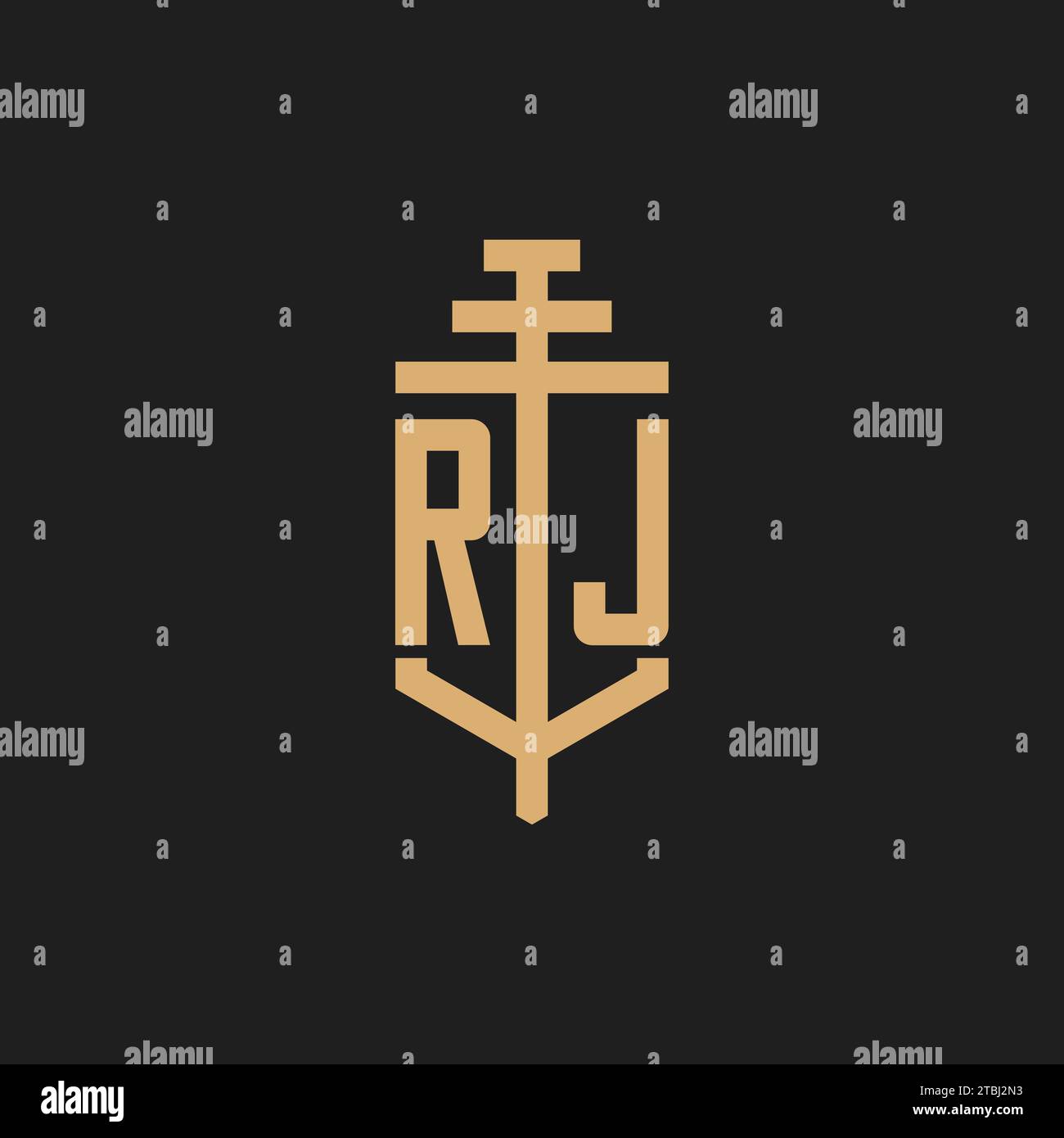 RJ initial logo monogram with pillar icon design vector, law firm logo design inspiration Stock ...