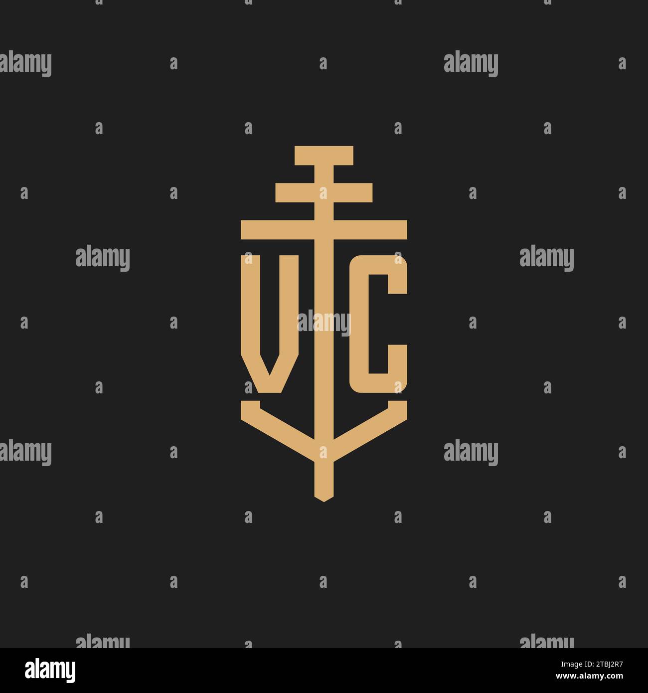 VC initial logo monogram with pillar icon design vector, law firm logo ...