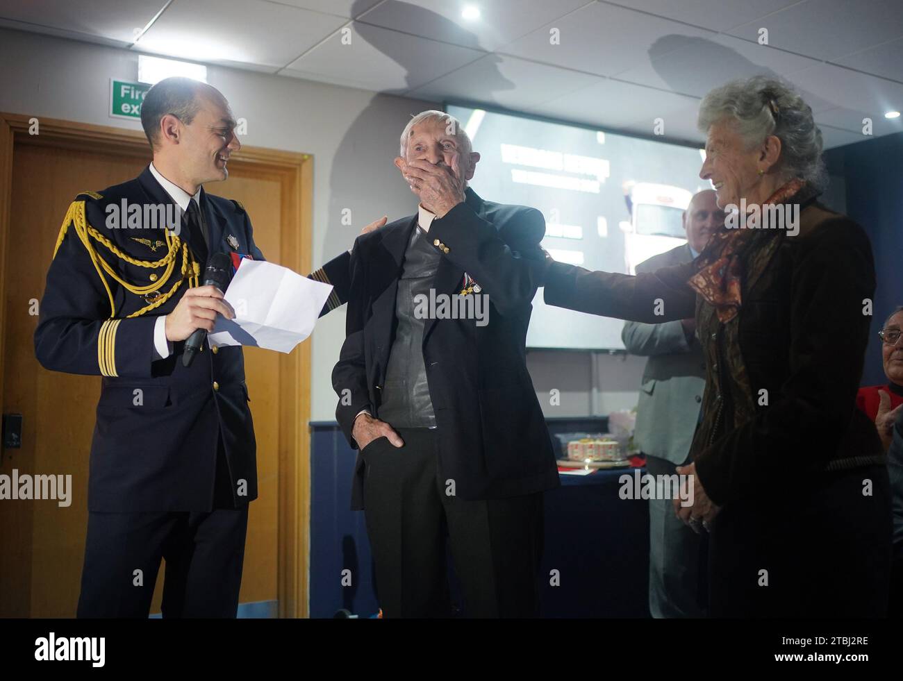 French Colonel Xavier Ravel (left) surprises 100-year-old WW II veteran ...