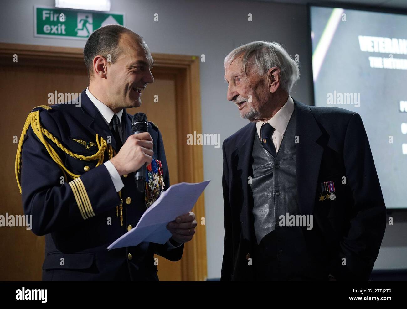 French Colonel Xavier Ravel (left) surprises 100-year-old WW II veteran ...