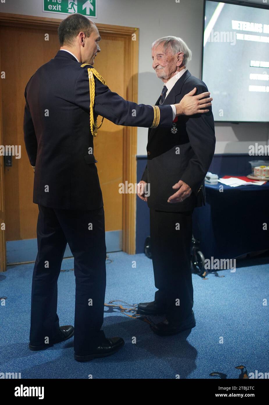 French Colonel Xavier Ravel (left) surprises 100-year-old WW II veteran ...