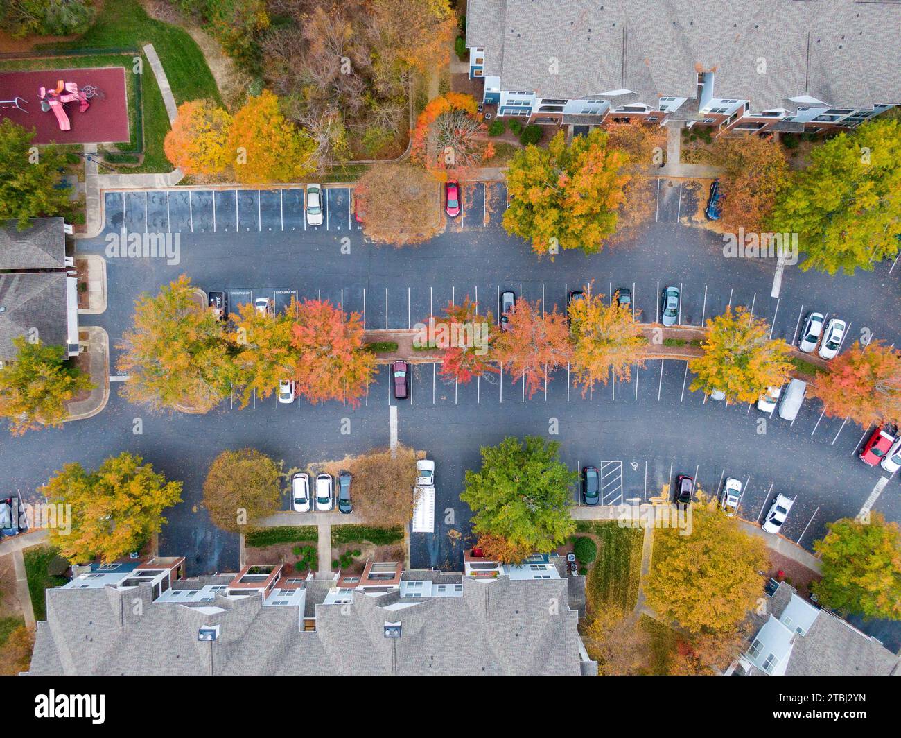 Drone photos of an apartment complex showing beautiful fall colors ...