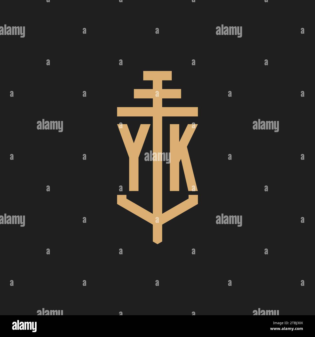 YK initial logo monogram with pillar icon design vector, law firm logo design inspiration Stock ...
