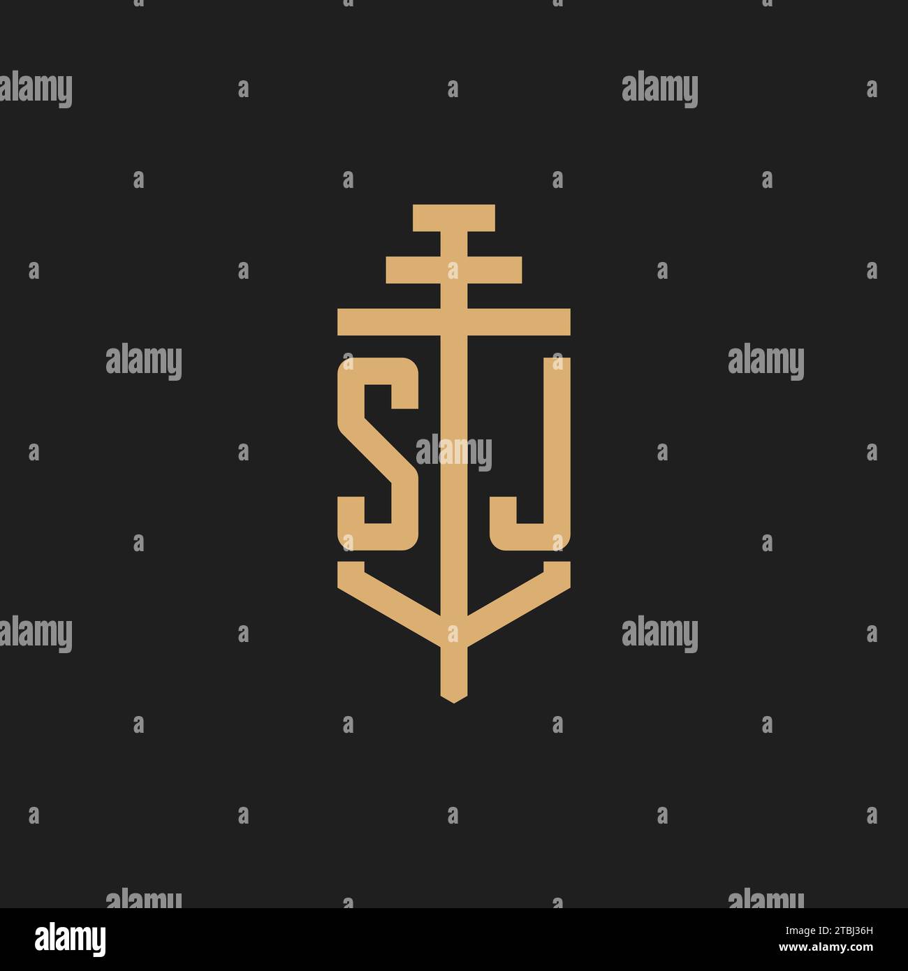 SJ initial logo monogram with pillar icon design vector, law firm logo ...