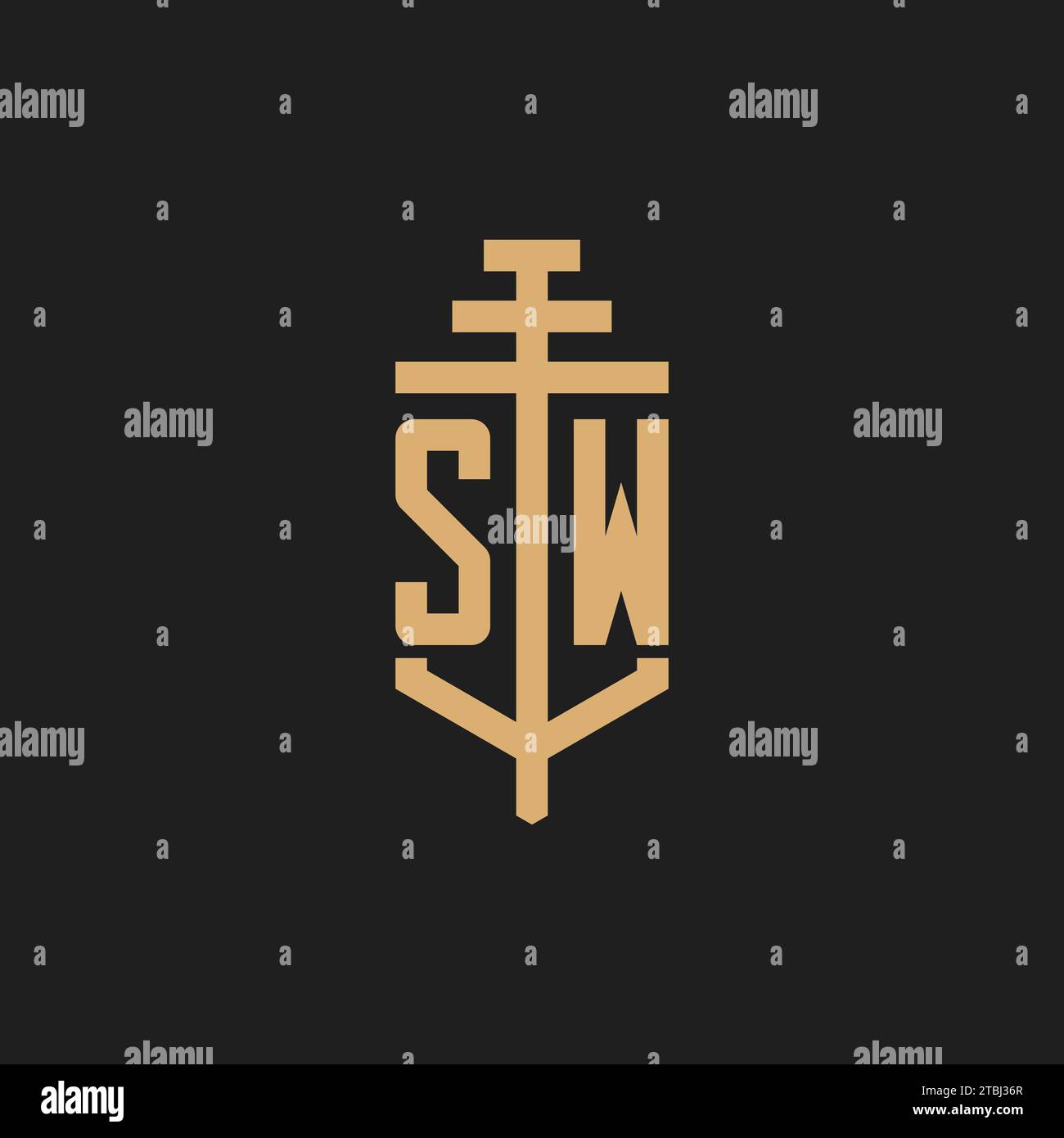 SW initial logo monogram with pillar icon design vector, law firm logo design inspiration Stock ...