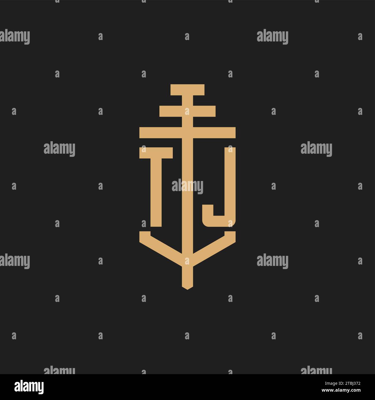 TJ initial logo monogram with pillar icon design vector, law firm logo design inspiration Stock ...