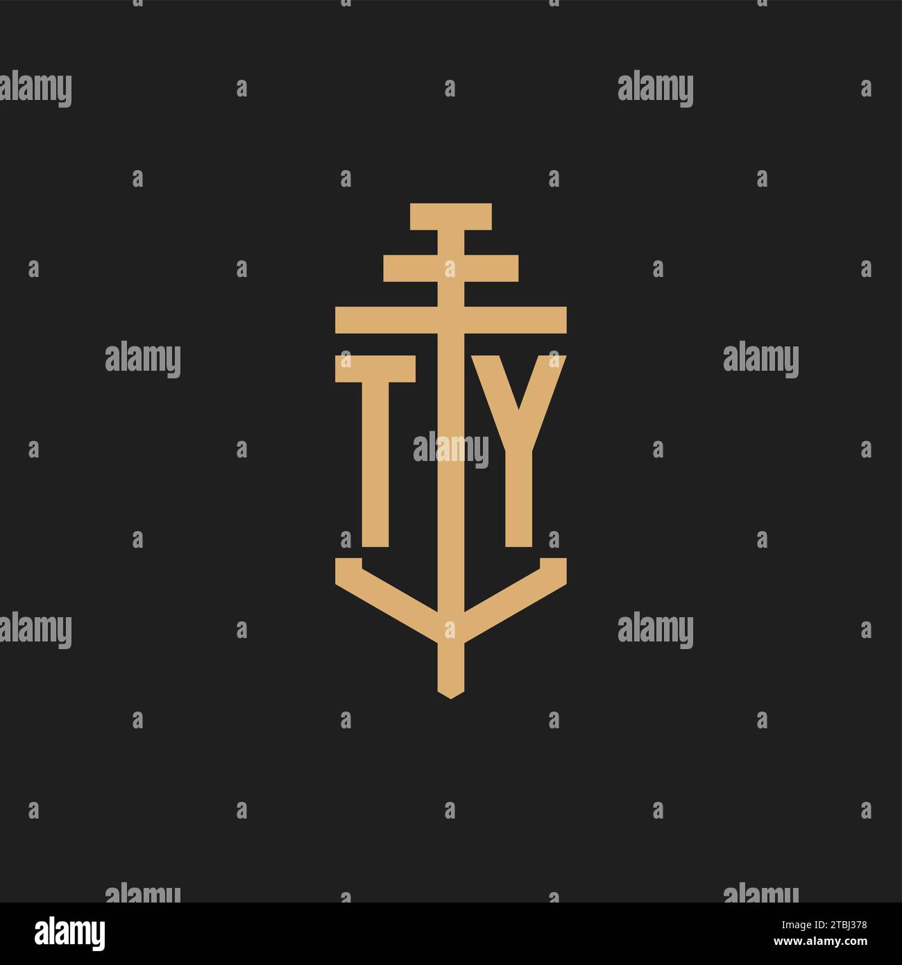 TY initial logo monogram with pillar icon design vector, law firm logo ...