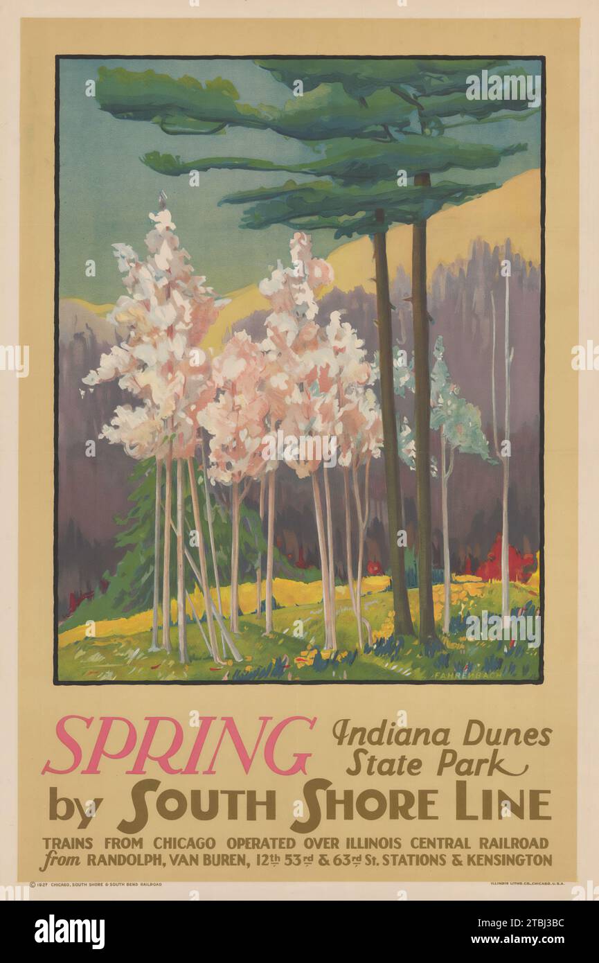 Old American travel poster - Spring, Indiana Dunes State Park by South ...