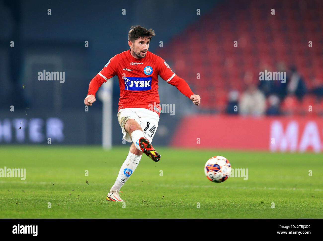 Copenhagen, Denmark. 06th Dec, 2023. Mark Brink (14) of Silkeborg IF ...