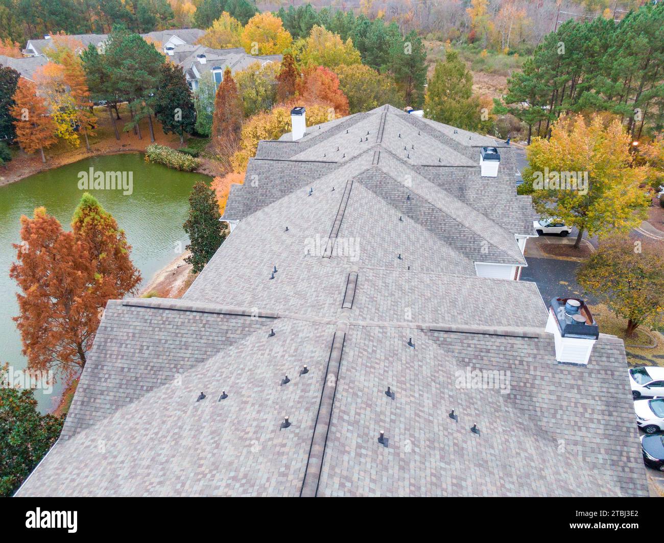 Drone photos of an apartment complex showing beautiful fall colors ...