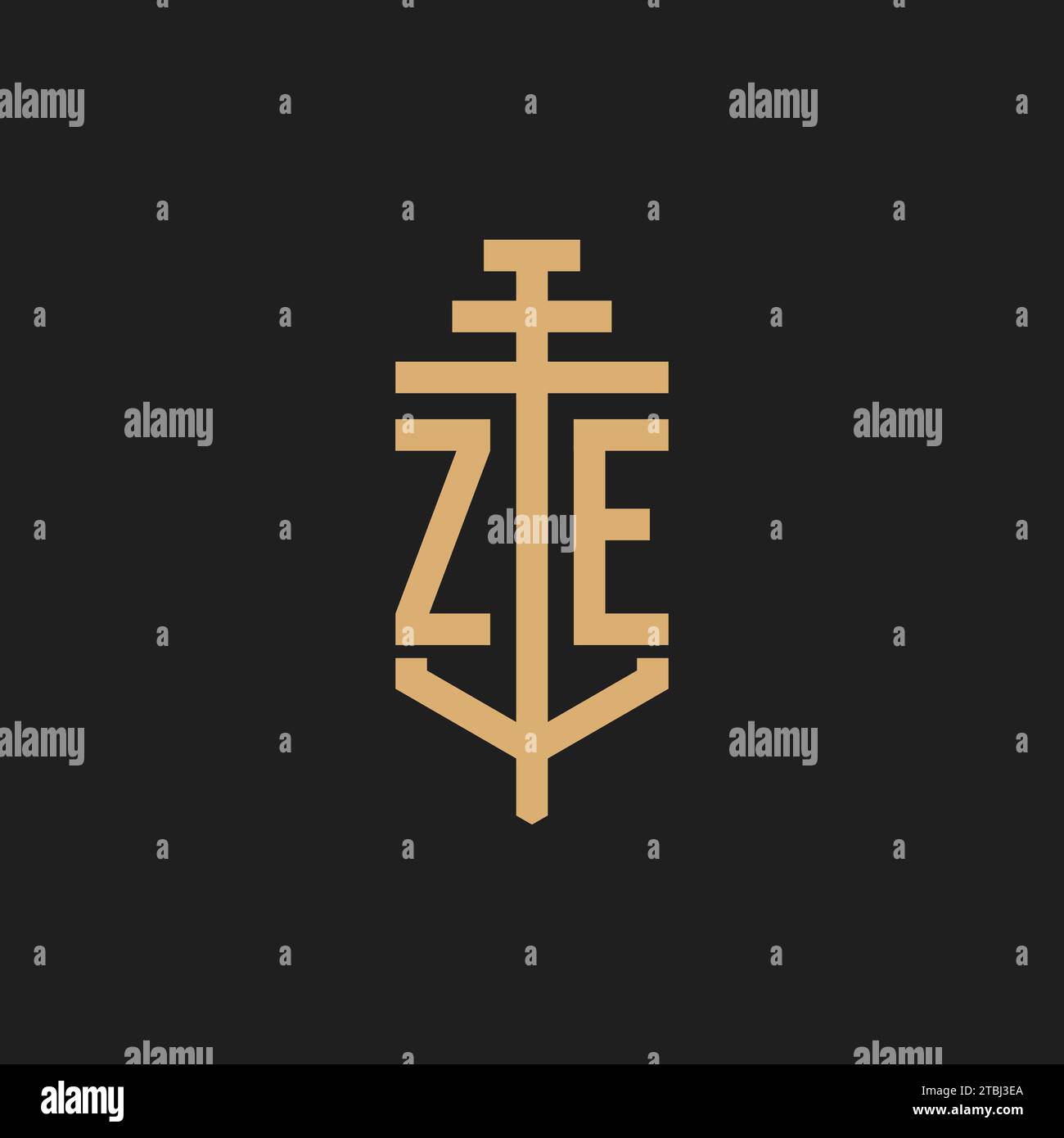 ZE initial logo monogram with pillar icon design vector, law firm logo ...