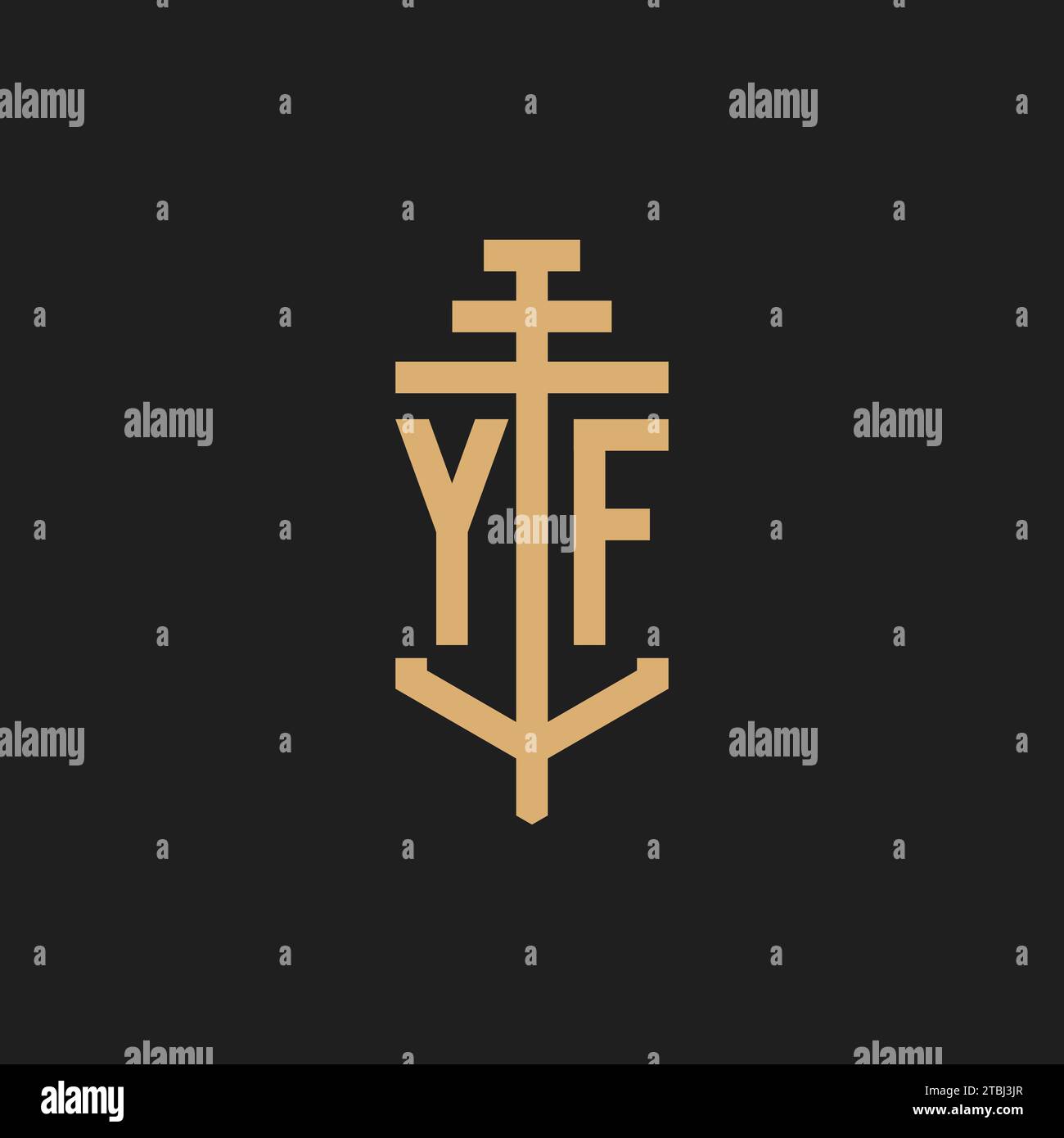 YF initial logo monogram with pillar icon design vector, law firm logo ...