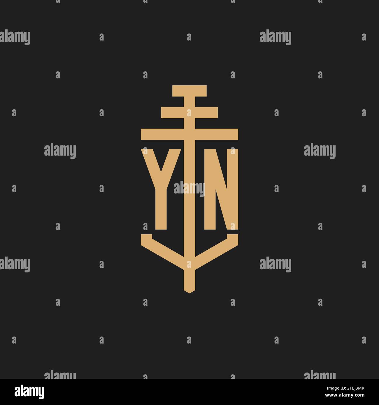 YN initial logo monogram with pillar icon design vector, law firm logo ...