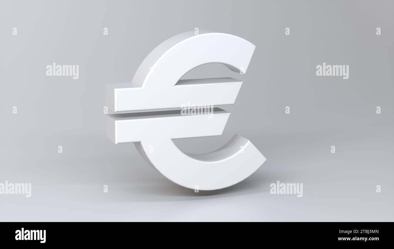 Simply White Euro money symbol on a soft gray studio background ...